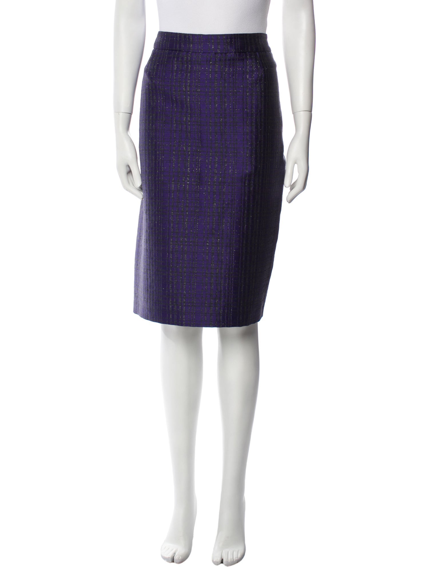 Escada Plaid Print Knee-Length Skirt - Purple Skirts, Clothing - ESC152902 | The RealReal