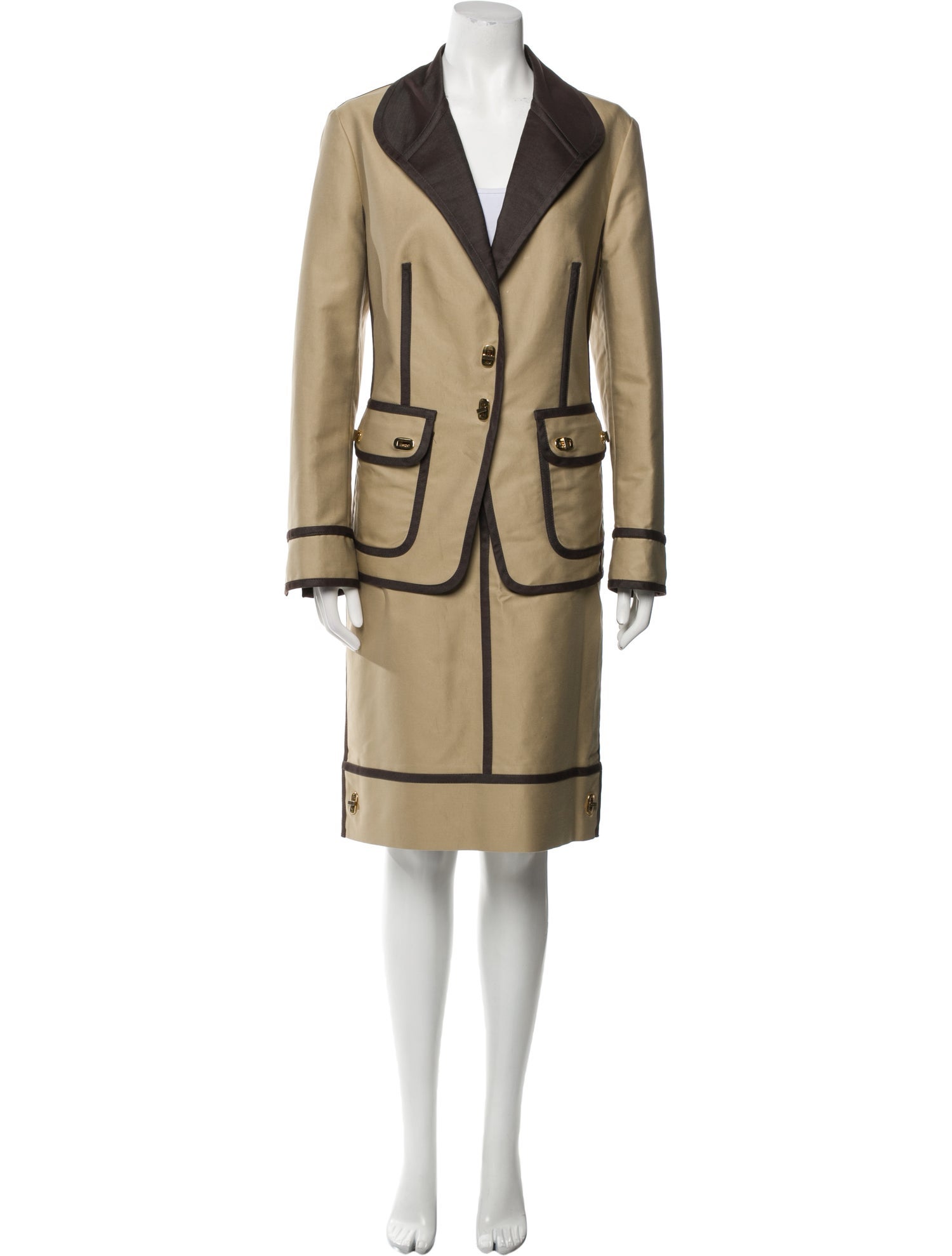 Escada Colorblock Pattern Skirt Suit - Neutrals Suits and Sets ...