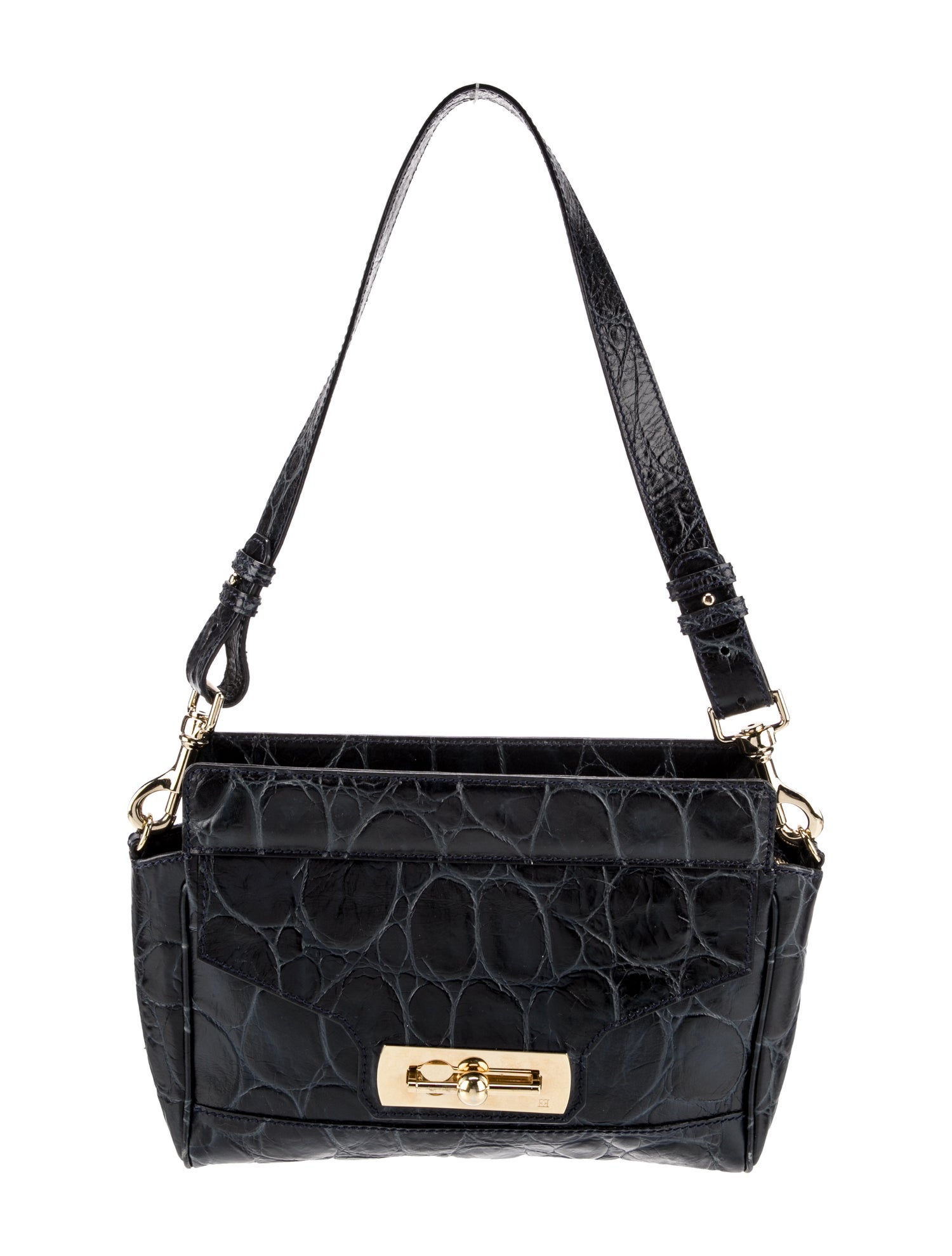 Escada Embossed Leather Shoulder Bag - Blue Shoulder Bags, Handbags ...