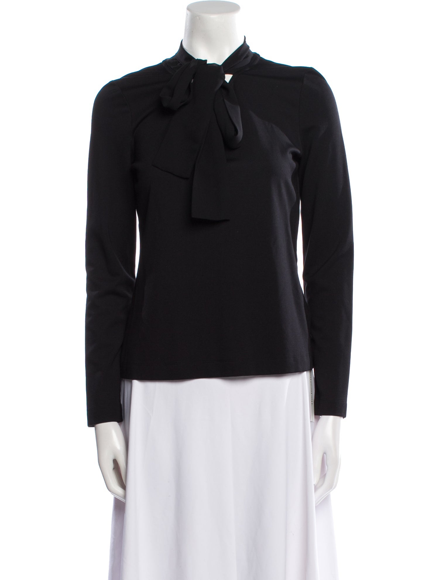 Escada Mock Neck Long Sleeve Blouse - Black Tops, Clothing - ESC154375 ...