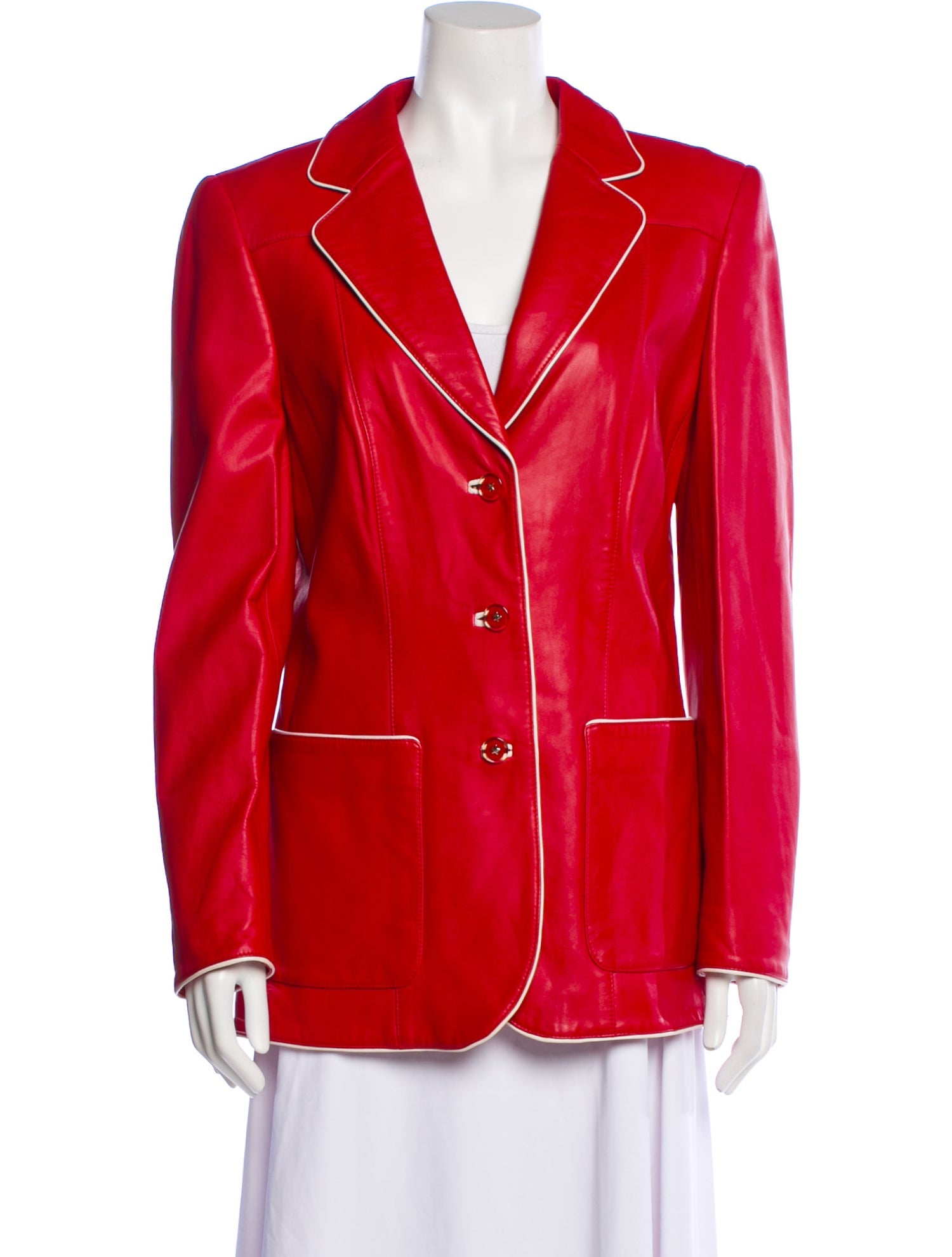Escada Leather Blazer w/ Tags - Red Jackets, Clothing - ESC154836 | The ...