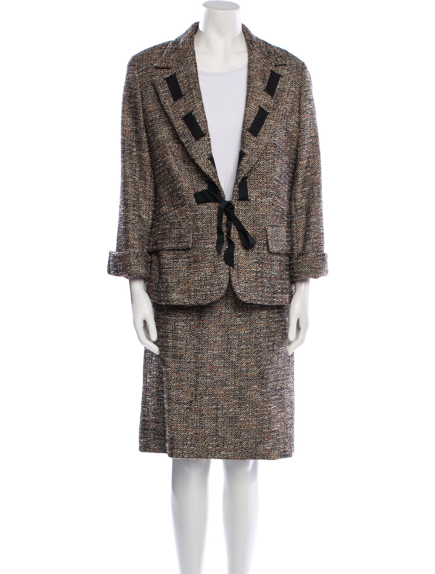 Escada Tweed Pattern Skirt Suit - Neutrals Suits and Sets, Clothing ...