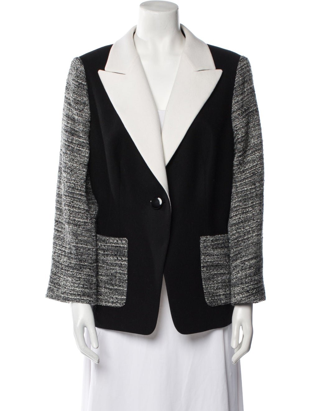Escada Wool Blazer Black Colorblock Pattern Shawl Col… - Gem