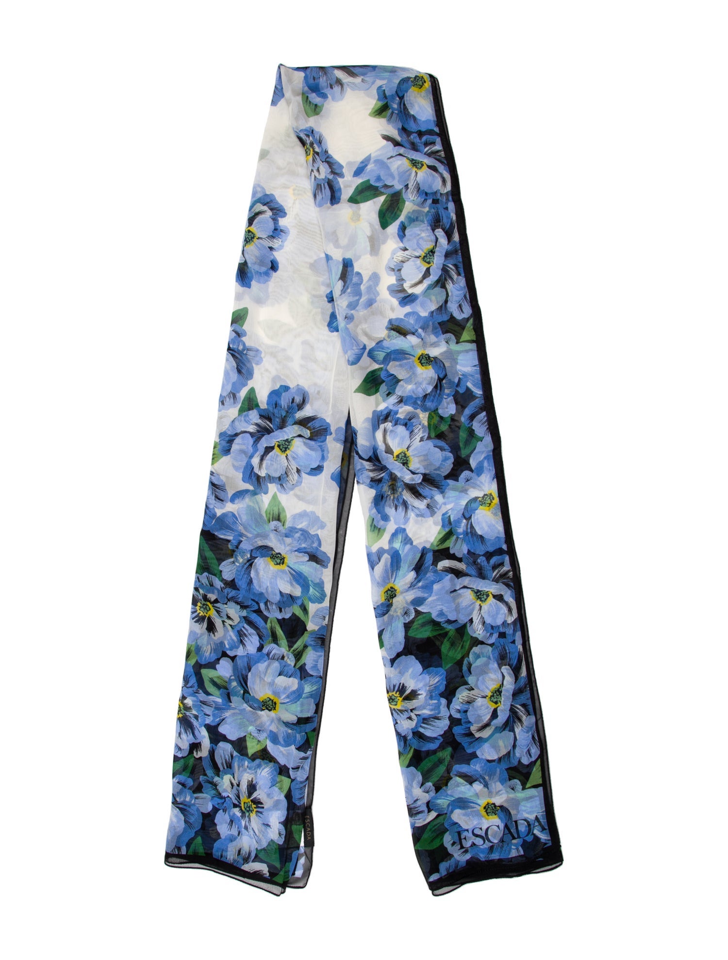 Escada 497988 Silk Scarf - Blue Scarves and Shawls, Accessories ...