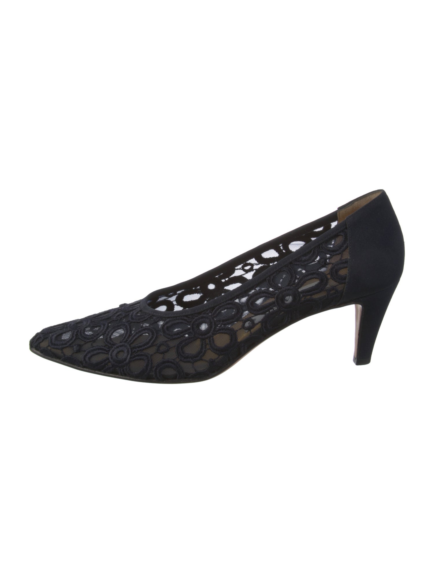 Escada Mesh Embroidered Accent Pumps - Blue Pumps, Shoes - ESC156513 ...