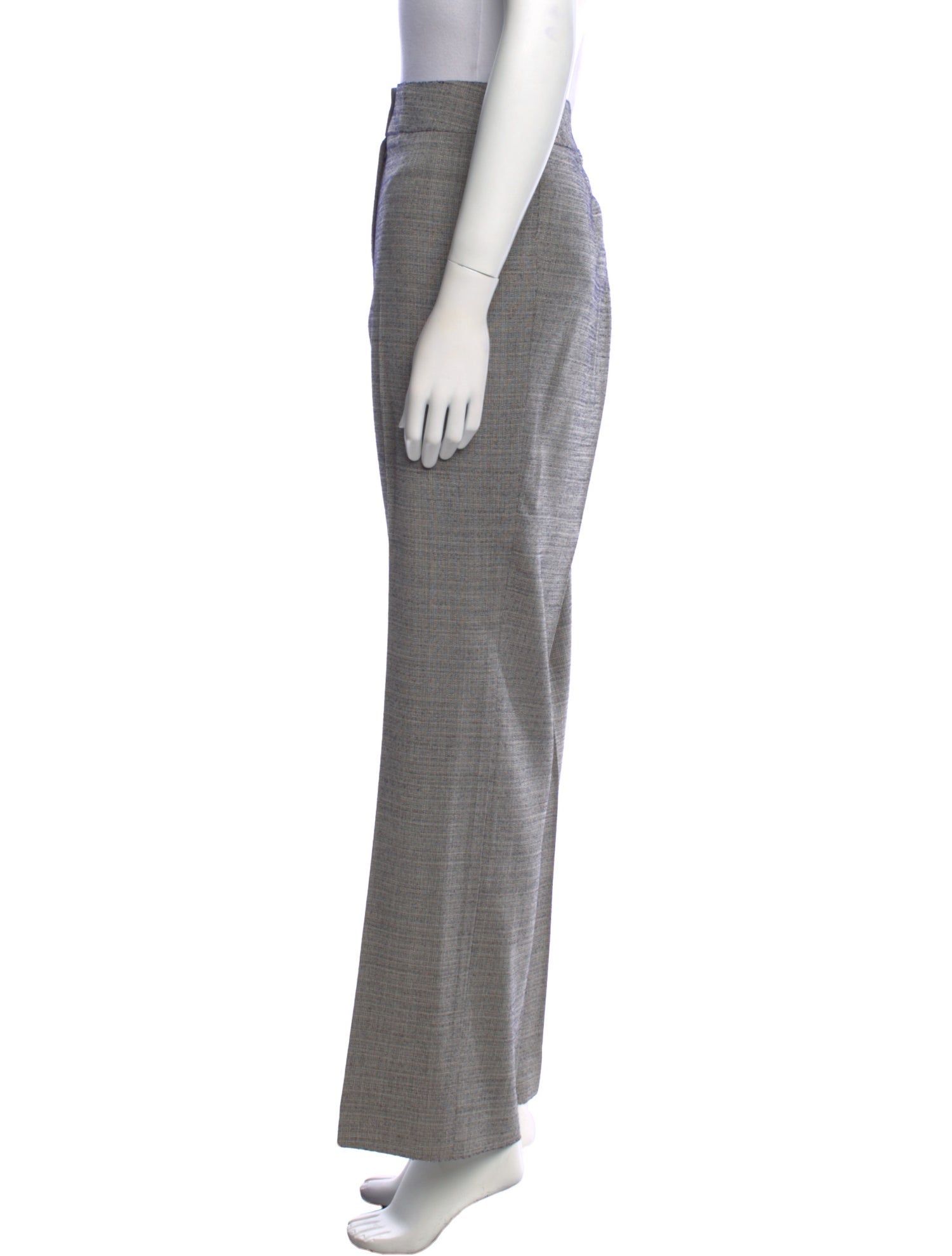 Escada Virgin Wool Wide Leg Pants - Grey, 11" Rise Pants, Clothing ...