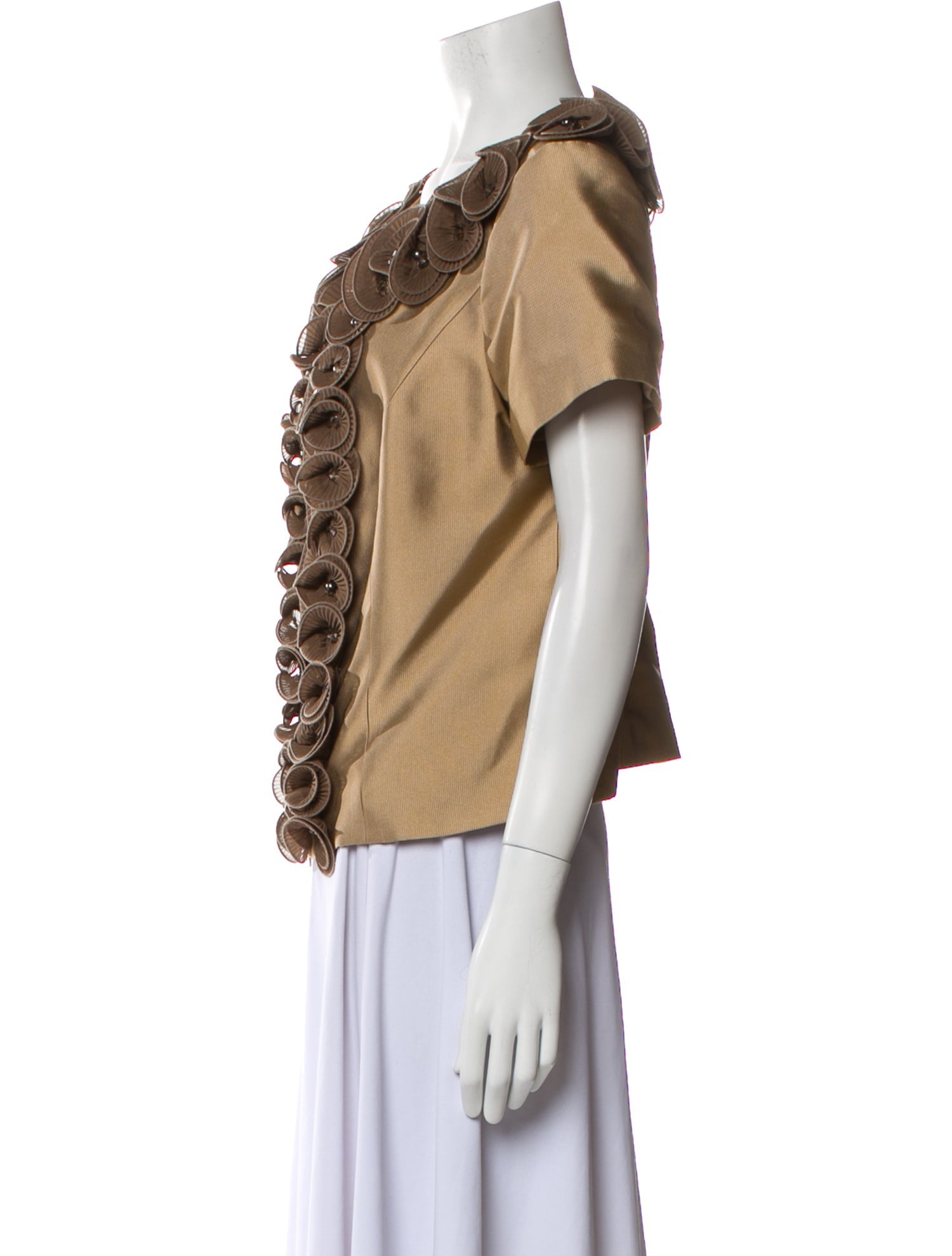Escada Silk Scoop Neck T-Shirt - Brown Tops, Clothing - ESC158194 | The ...