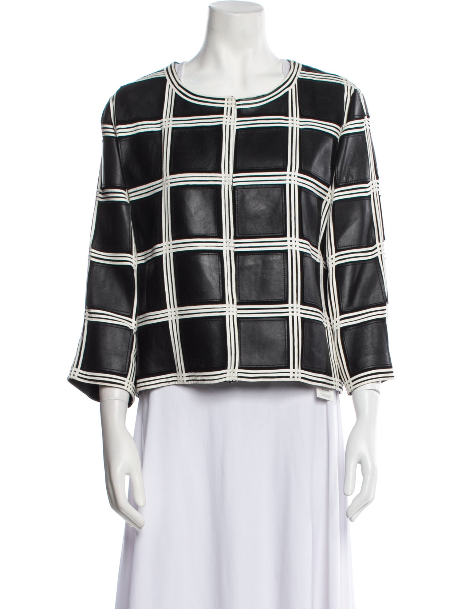 Escada Leather Plaid Print Jacket - Black Jackets, Clothing - ESC158750 ...