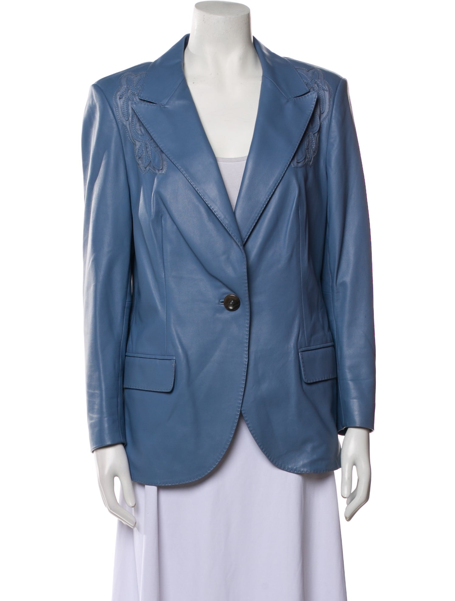 Escada Lamb Leather Blazer - Blue Jackets, Clothing - ESC159038 | The RealReal