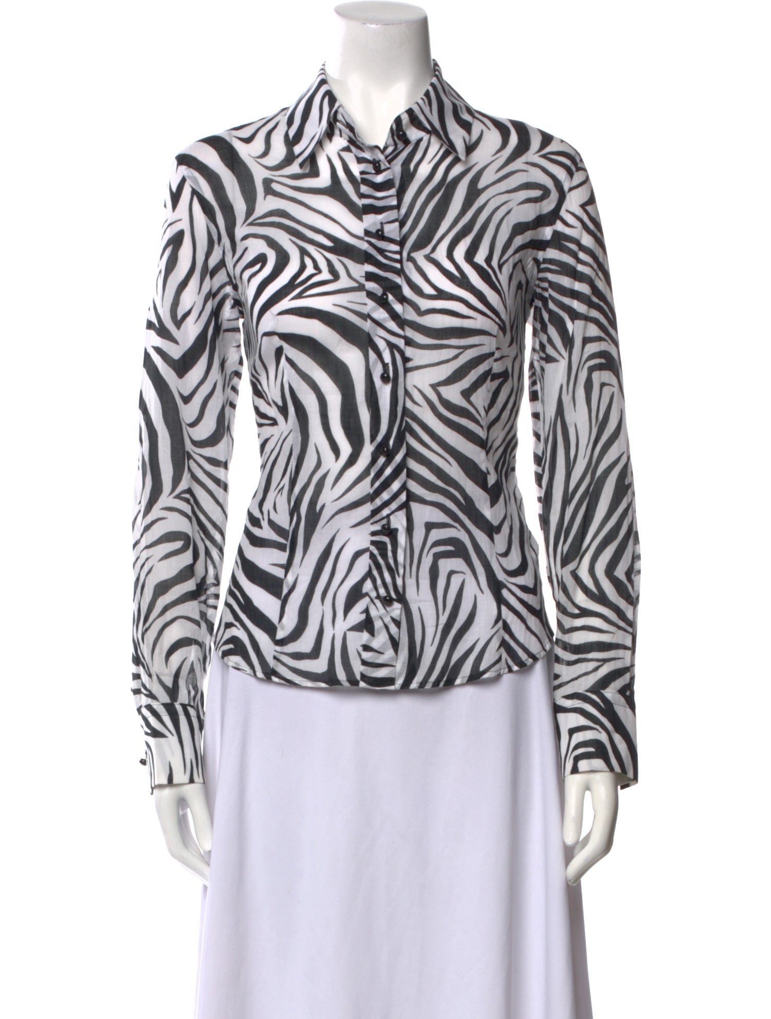 Escada Printed Long Sleeve Button-Up Top - Black Tops, Clothing ...
