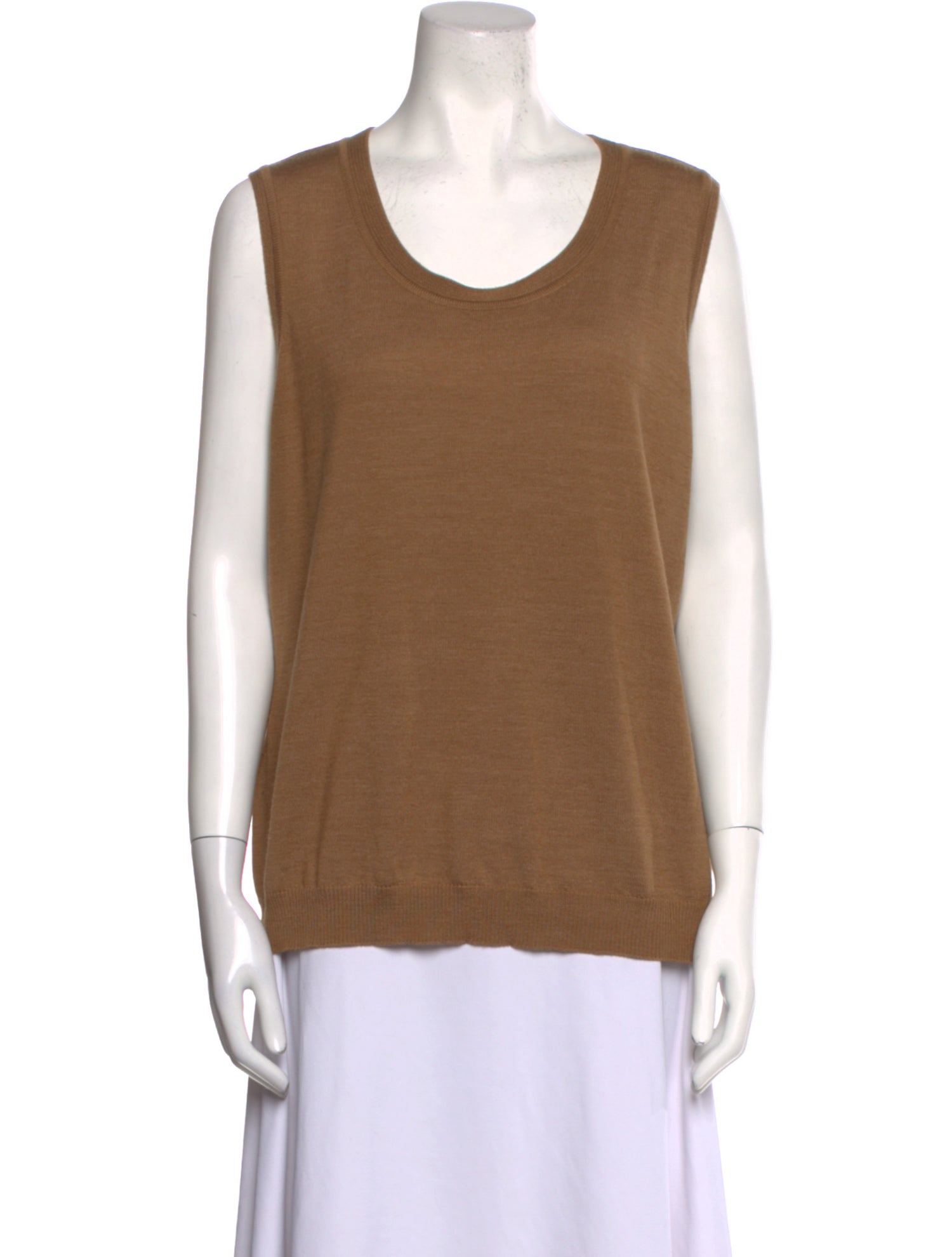 Escada Scoop Neck Sleeveless Top - Neutrals Tops, Clothing - ESC159870 ...