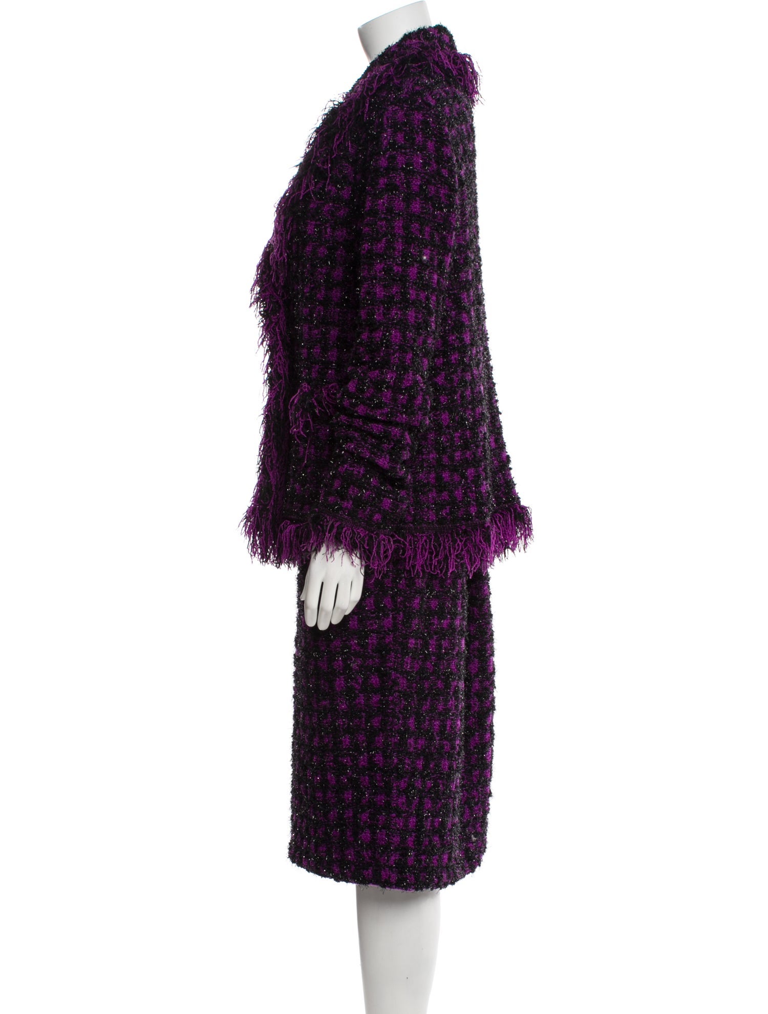 Escada Tweed Pattern Pant Set - Purple Suits and Sets, Clothing ...