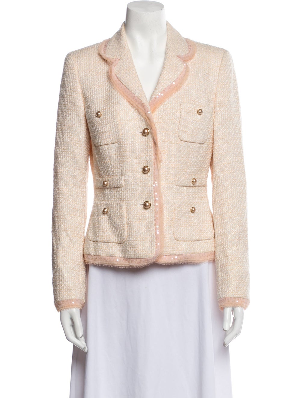 Escada Wool Blazer Neutrals Tweed Pattern Raw-Edge & … - Gem