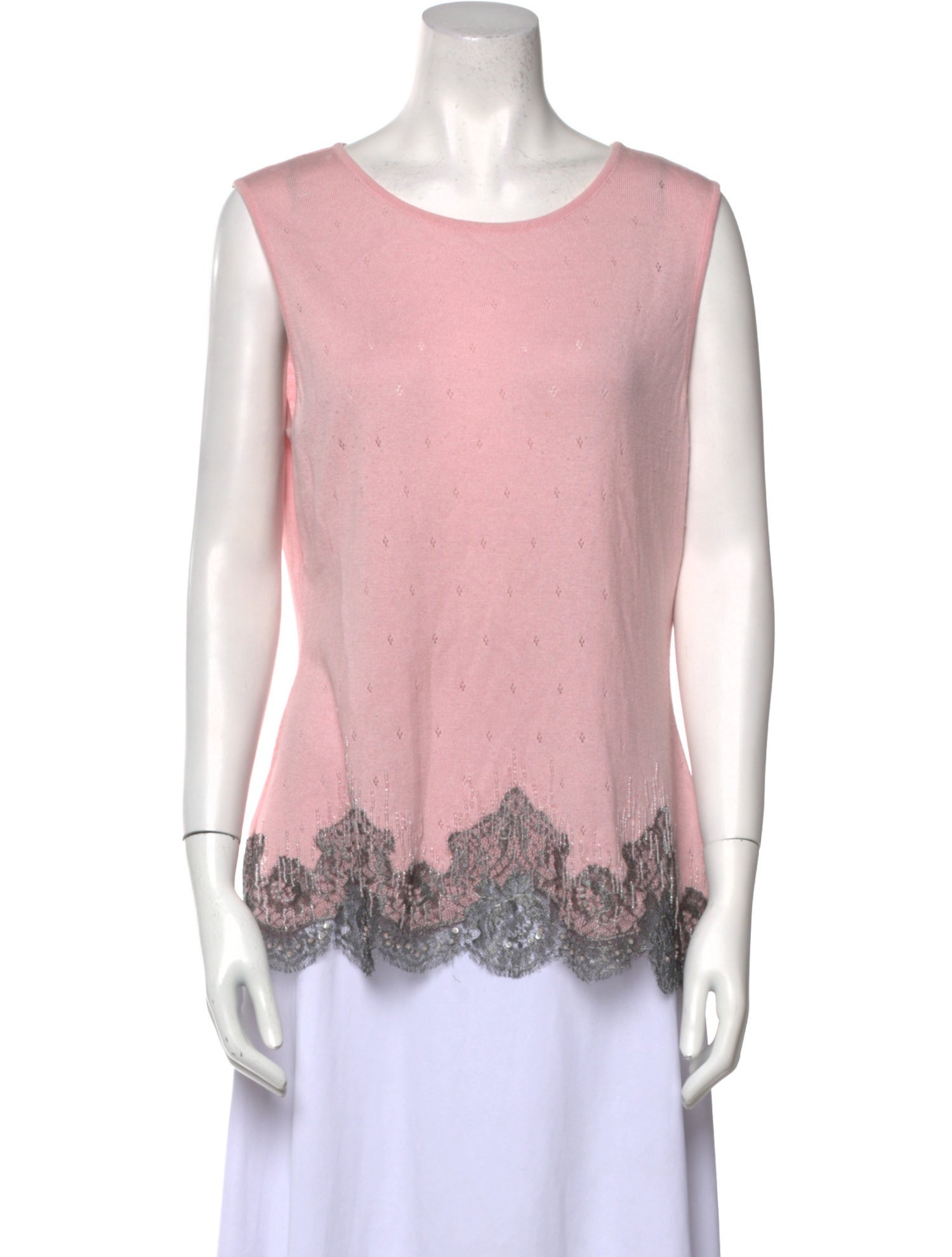 Escada Scoop Neck Sleeveless Top - Pink Tops, Clothing - ESC161643 ...
