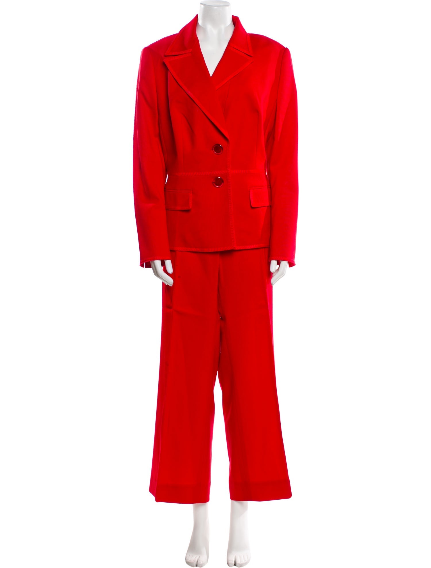 Escada Virgin Wool Pantsuit - Red, 10.25" Rise Suits and Sets, Clothing ...