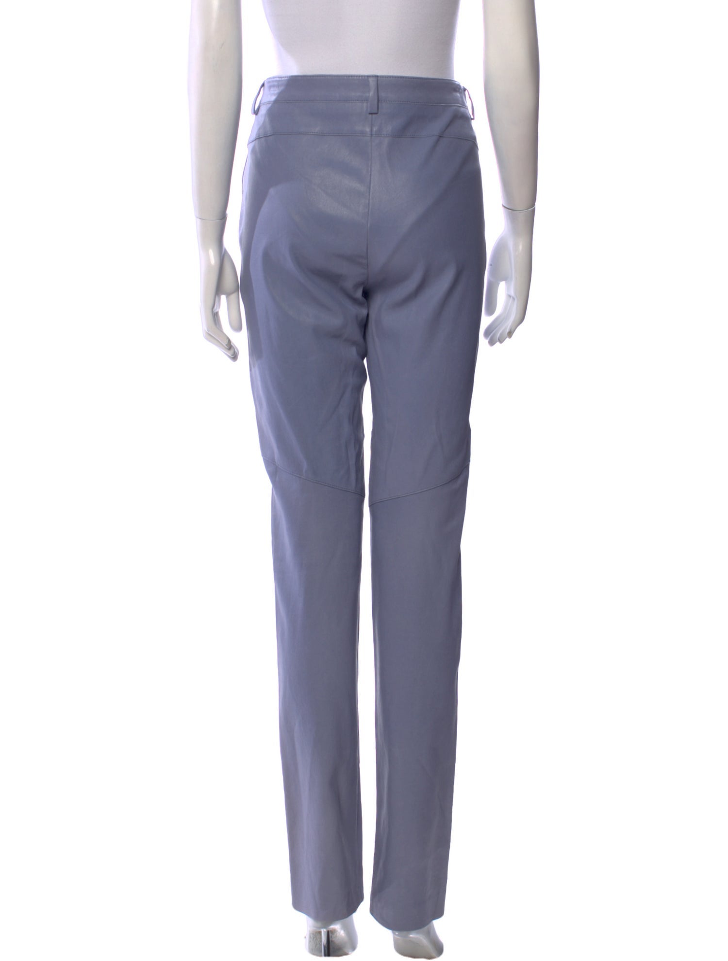 Escada Lamb Leather Straight Leg Pants w/ Tags - Blue, 9.75" Rise Pants ...