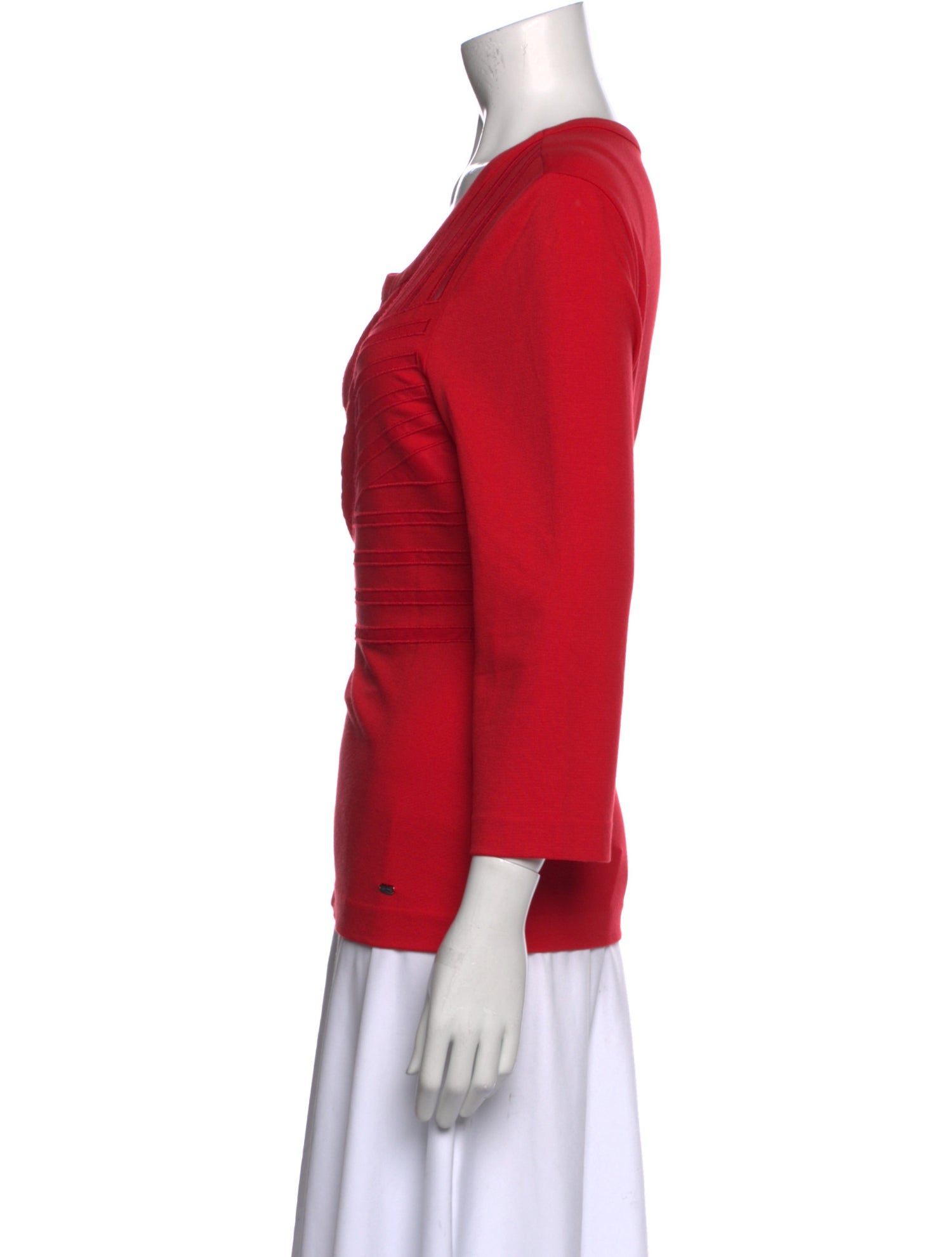 Valentino Virgin Wool Plunge Neckline Top w/ Tags - Neutrals Tops ...