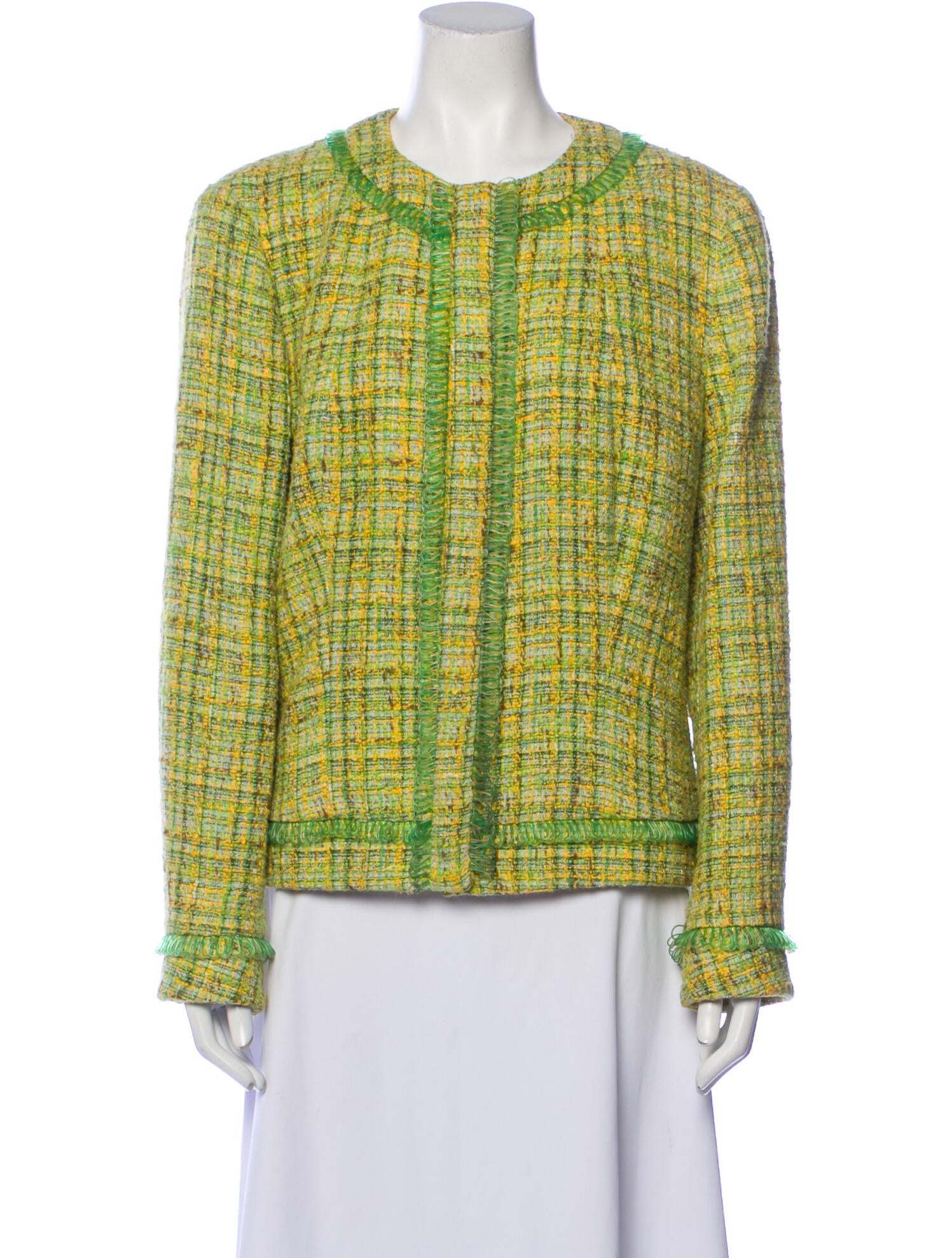 Escada Tweed Pattern Coat - Green Coats, Clothing - ESC80766 | The RealReal