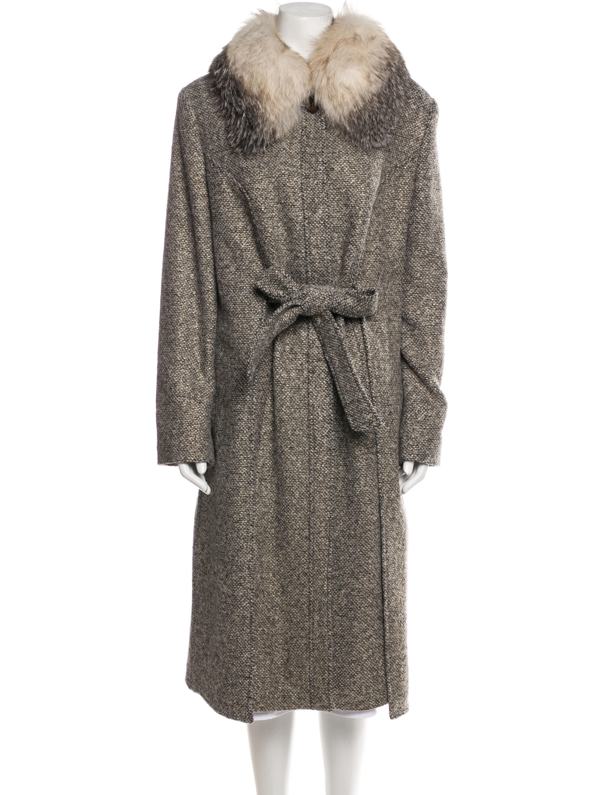 Escada Virgin Wool Tweed Pattern Fur Coat w/ Tags - Metallic Coats ...