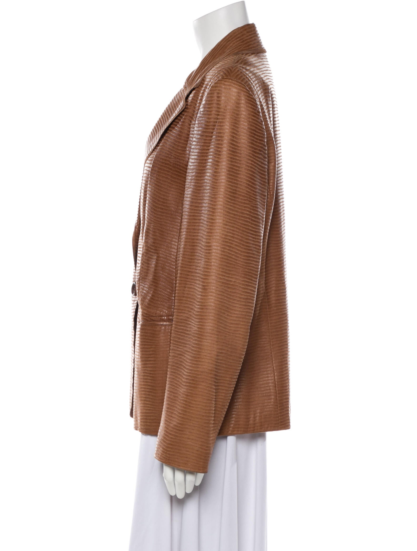 Escada Lamb Leather Blazer - Brown Jackets, Clothing - ESC88294 | The ...