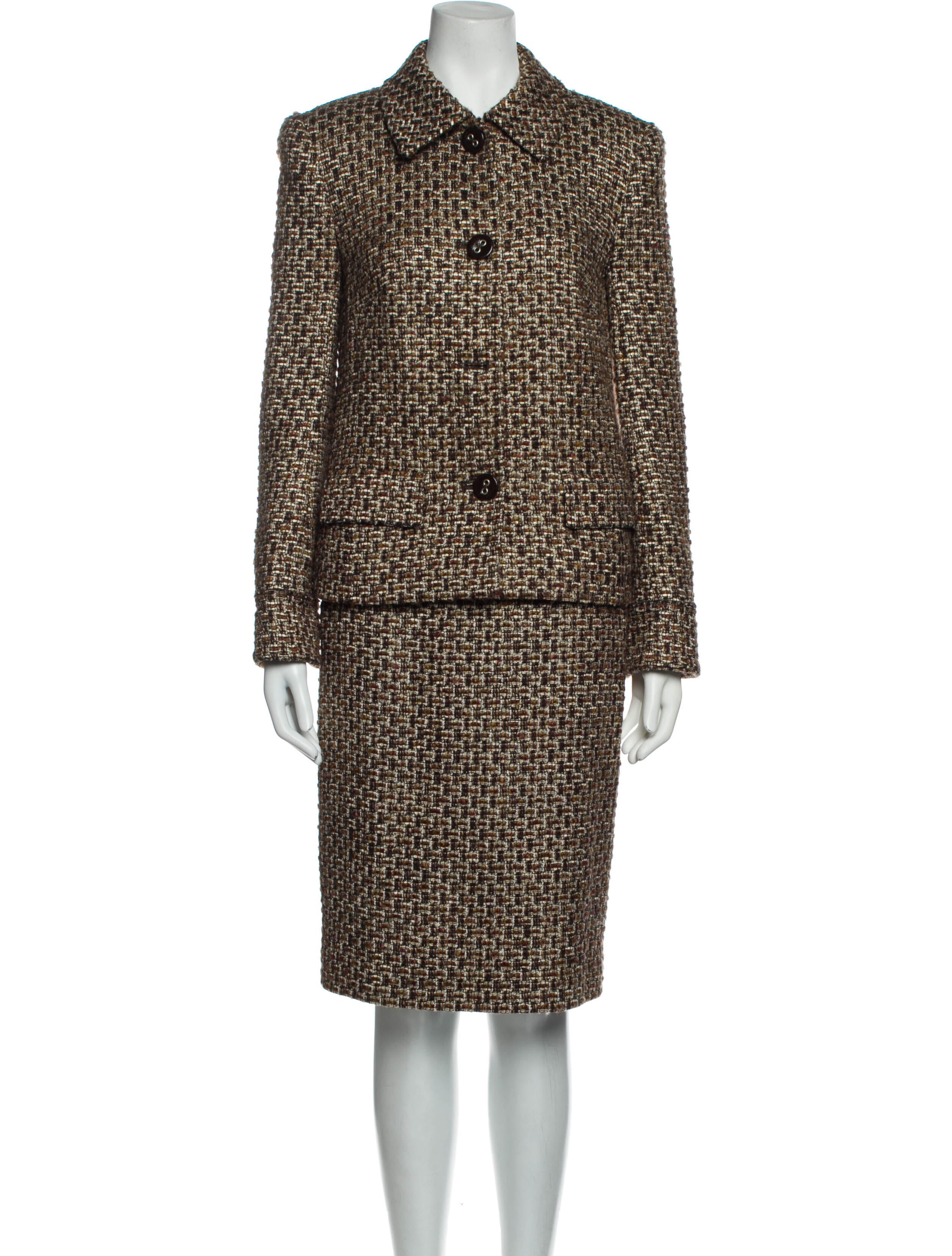Escada Tweed Pattern Skirt Suit - Neutrals Suits and Sets, Clothing ...