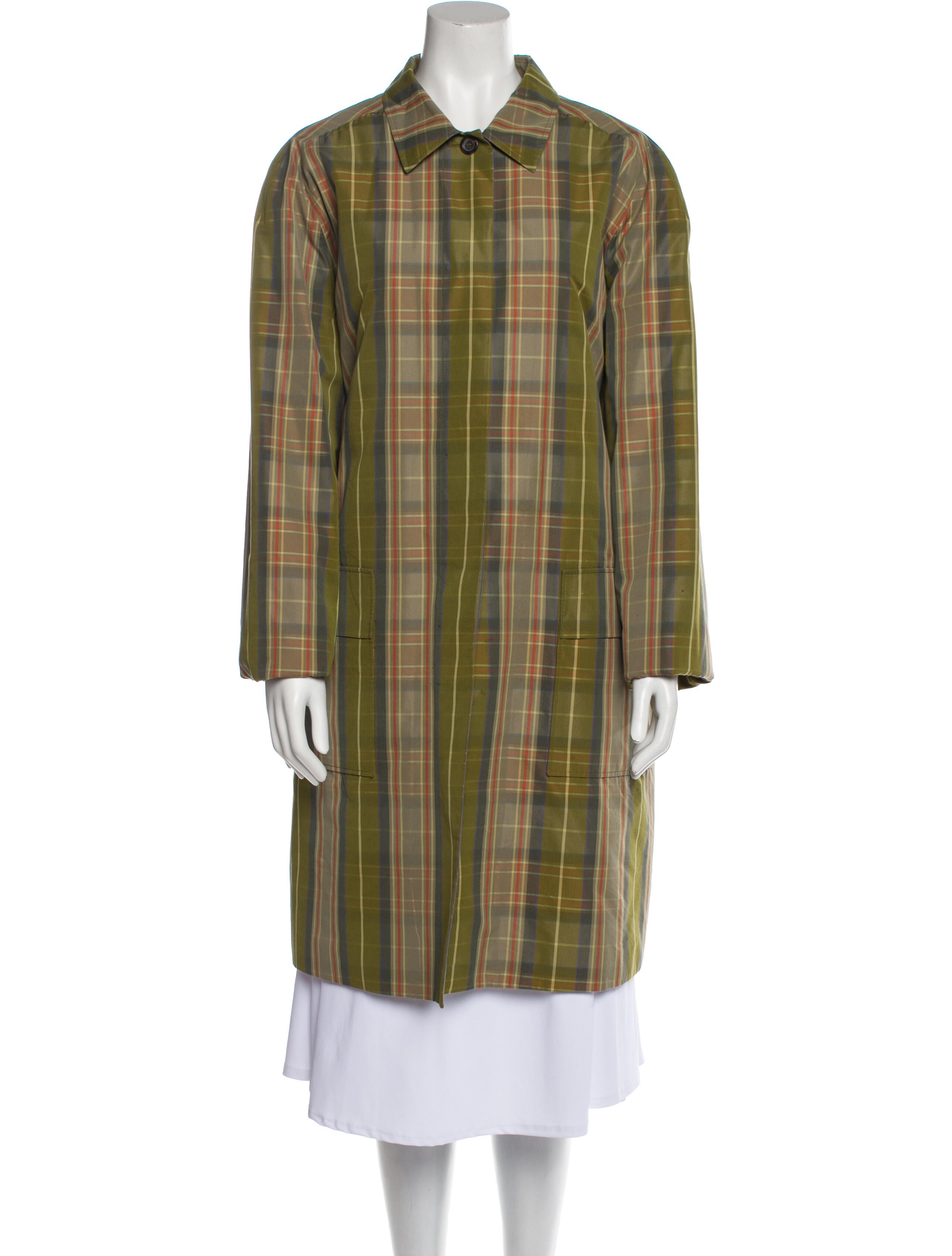 Escada Plaid Print Coat - Green Coats, Clothing - ESC89850 | The RealReal