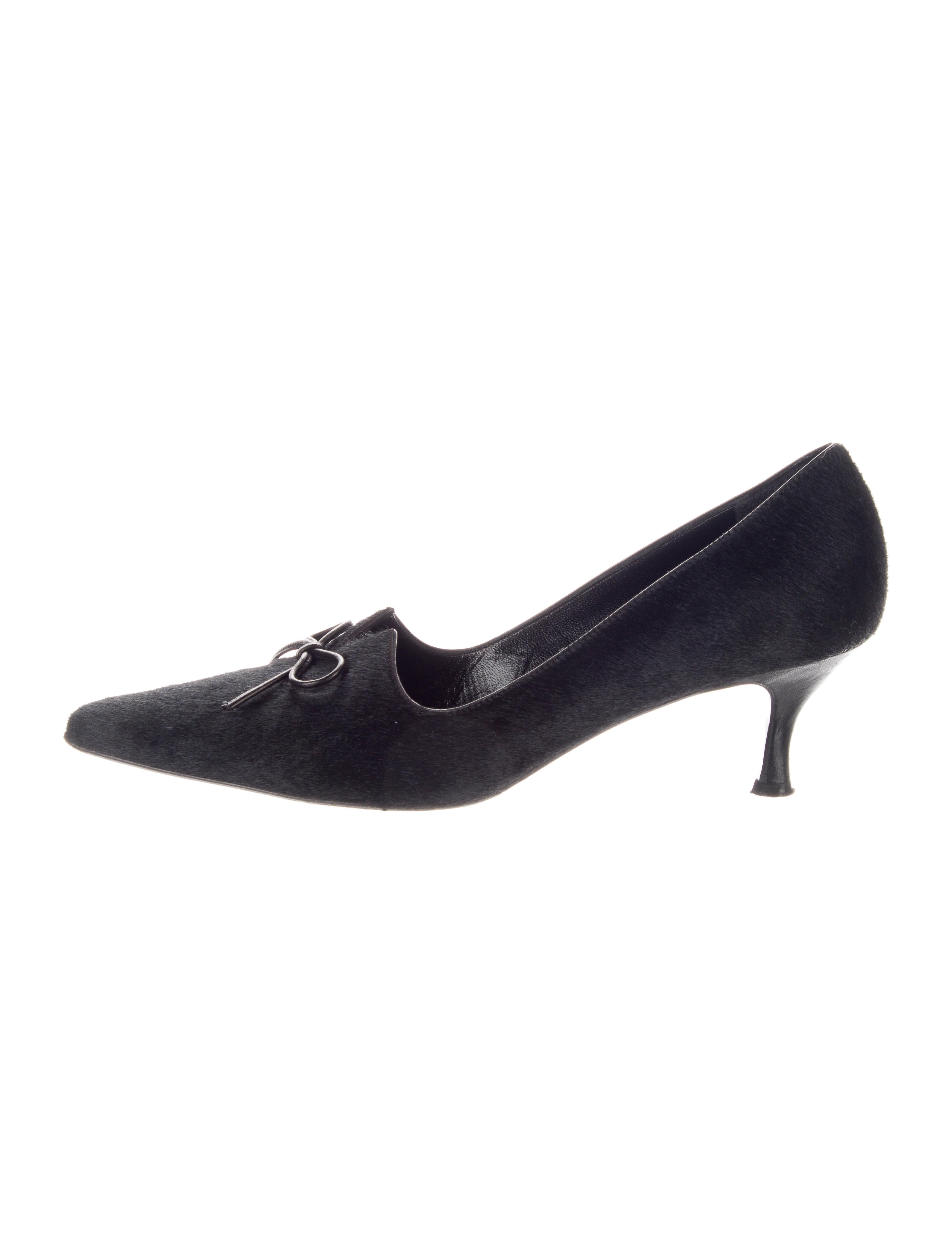 Escada Ponyhair Bow Accents Pumps - Black Pumps, Shoes - ESC91101 | The ...