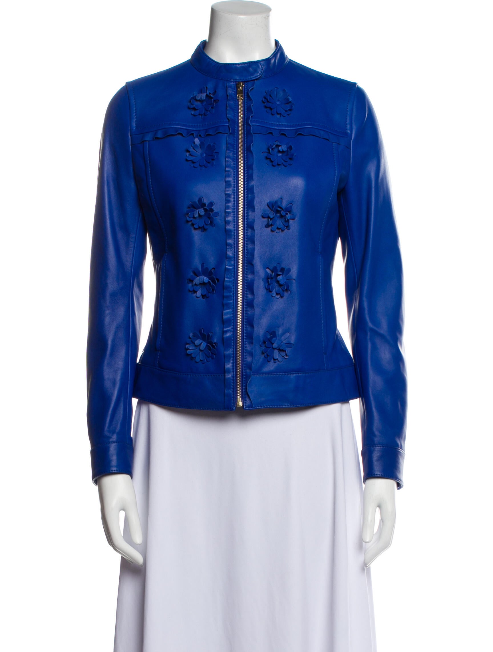 Escada Lamb Leather Biker Jacket w/ Tags - Blue Jackets, Clothing ...