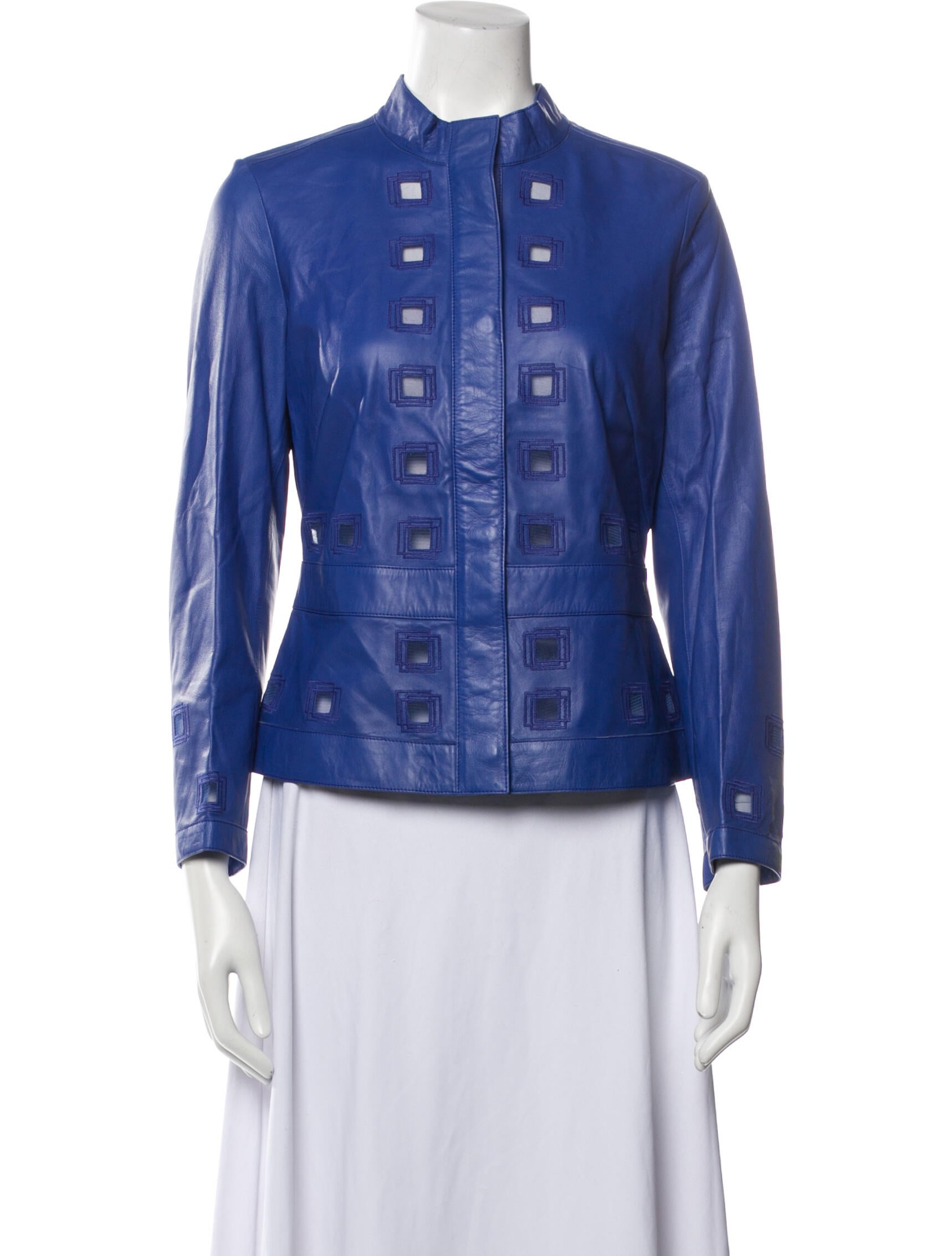 Escada Lamb Leather Jacket - Blue Jackets, Clothing - ESC95954 | The ...