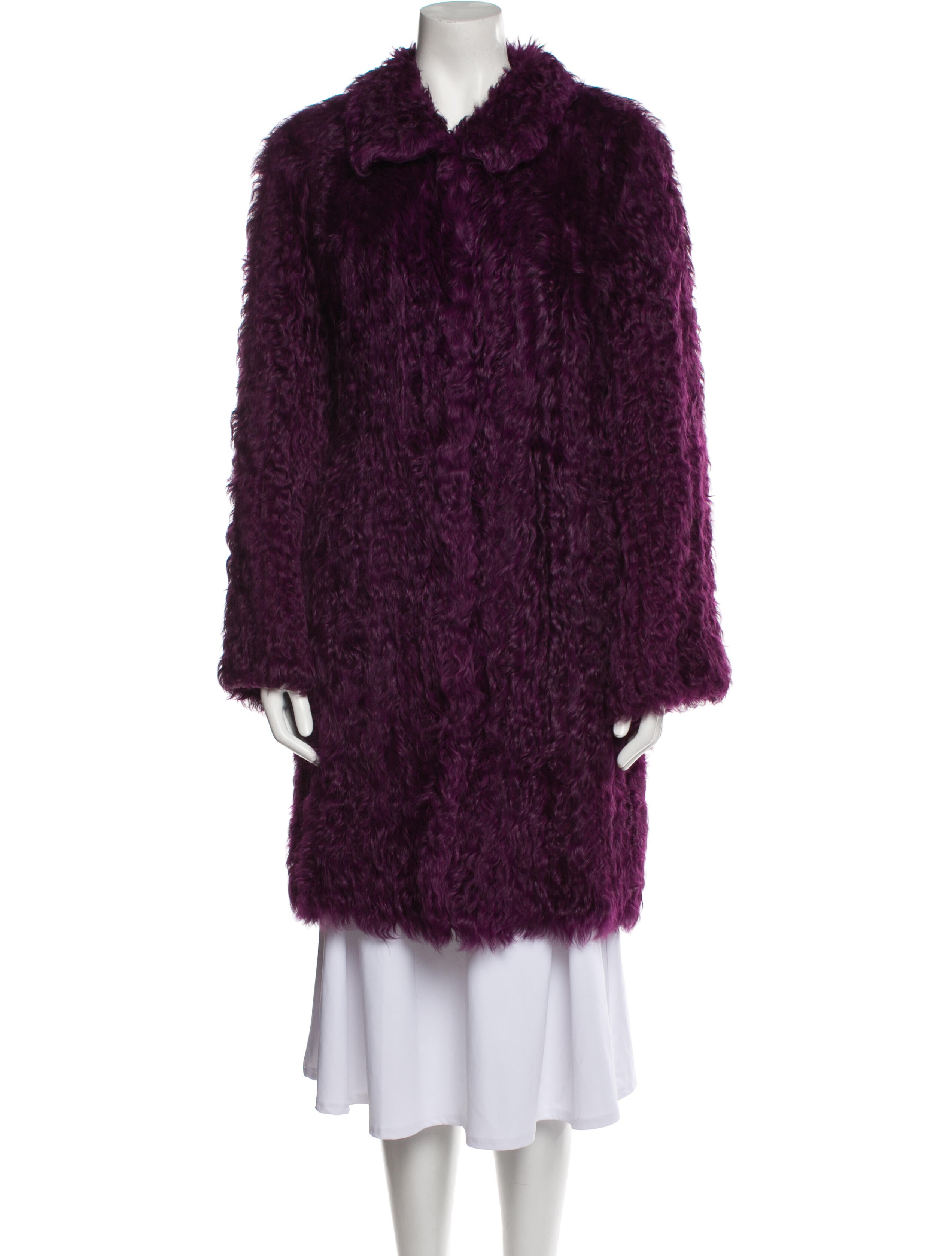 Escada Lambskin Faux Fur Coat w/ Tags - Purple Coats, Clothing ...