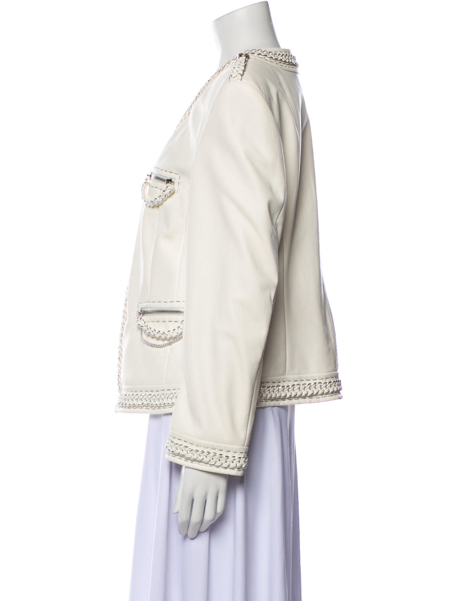 Escada Lamb Leather Evening Jacket - White Jackets, Clothing - ESC98165 ...