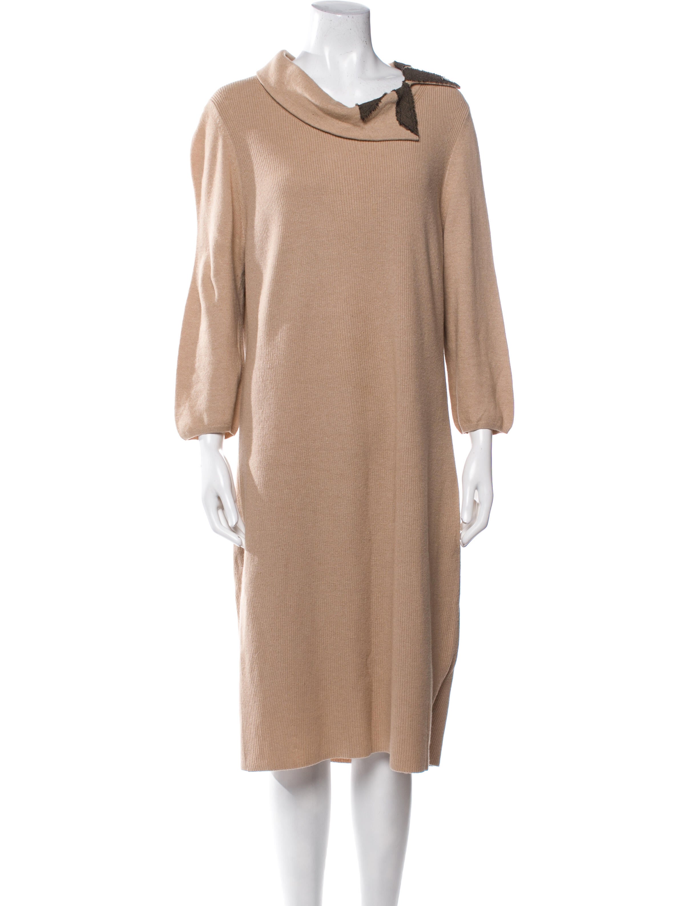 Escada Cowl Neck Midi Length Dress - Neutrals Dresses, Clothing ...