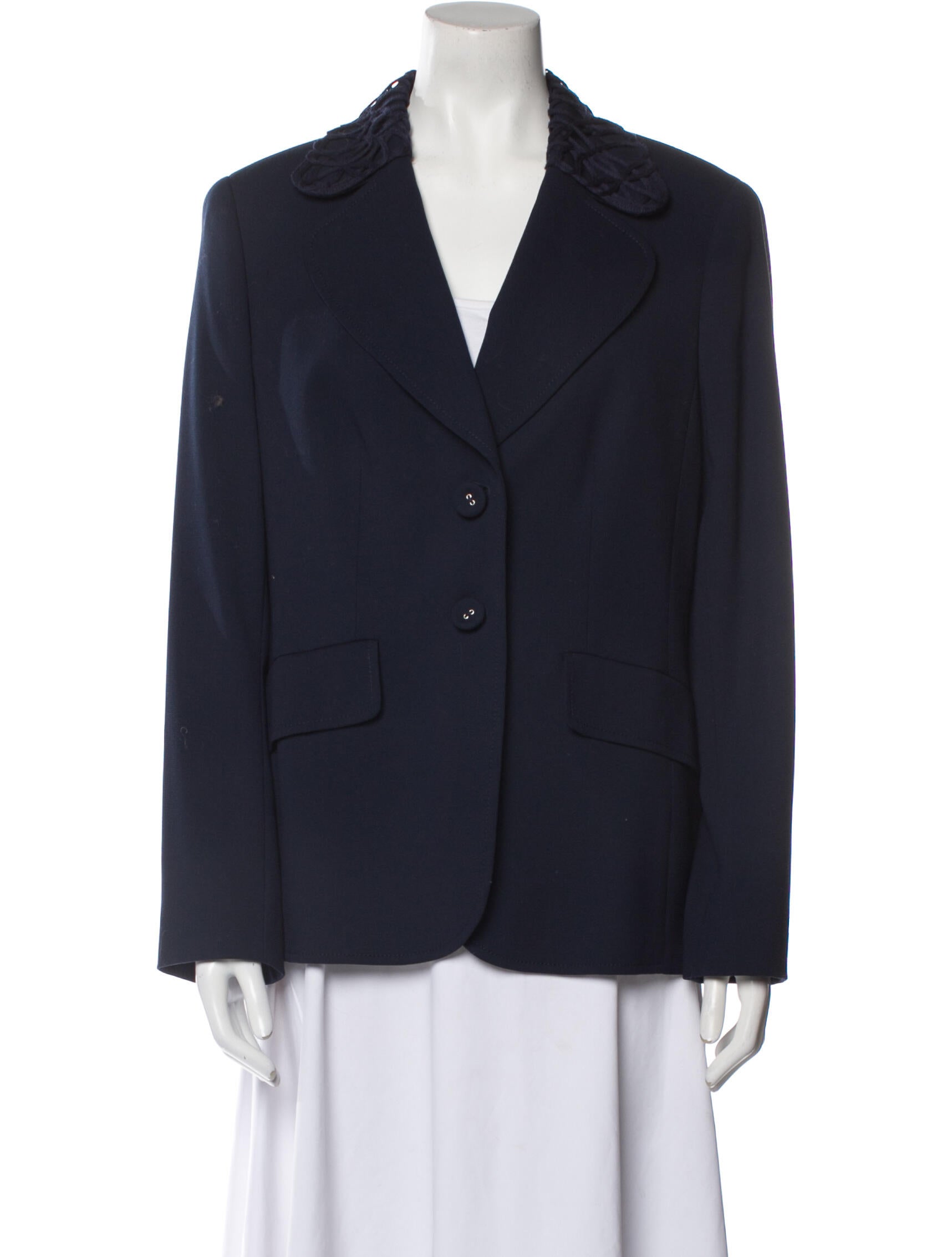 Escada Leather Zip-Up Jacket - Blue Jackets, Clothing - ESC39524 | The ...