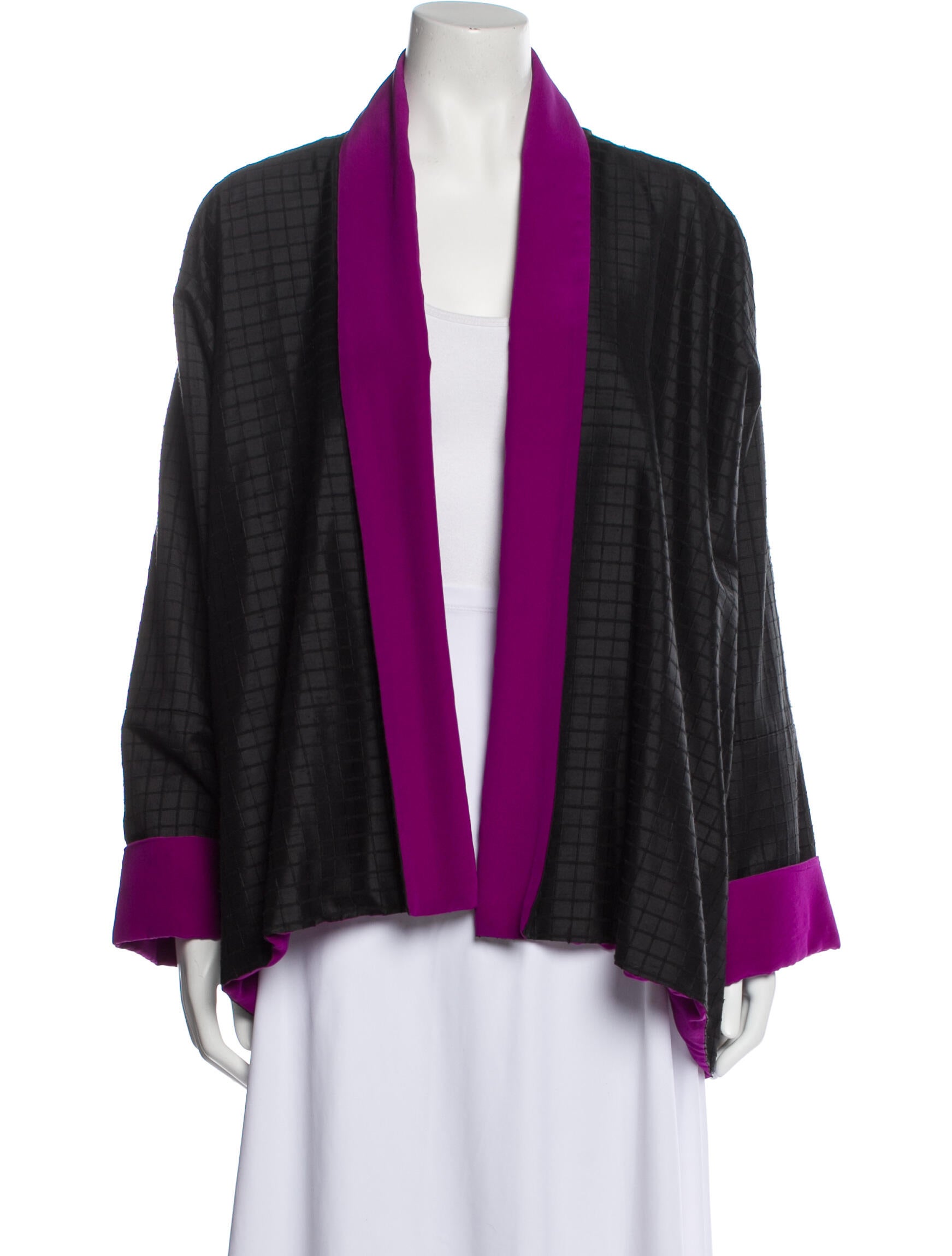 Eskandar Silk Colorblock Pattern Evening Jacket - Black Jackets ...