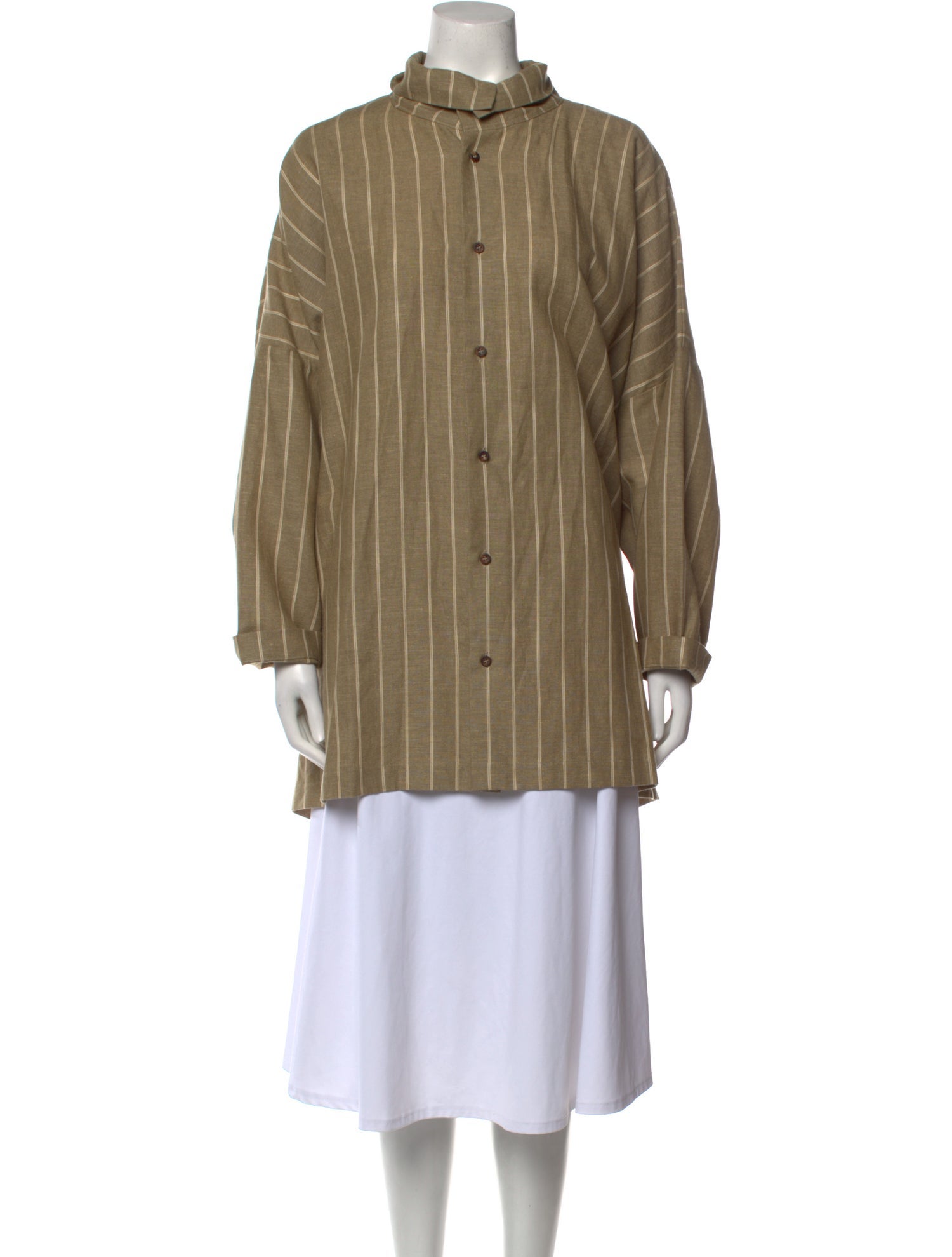 Eskandar Striped Mock Neck Tunic - Neutrals Tops, Clothing - ESK56169 | The RealReal