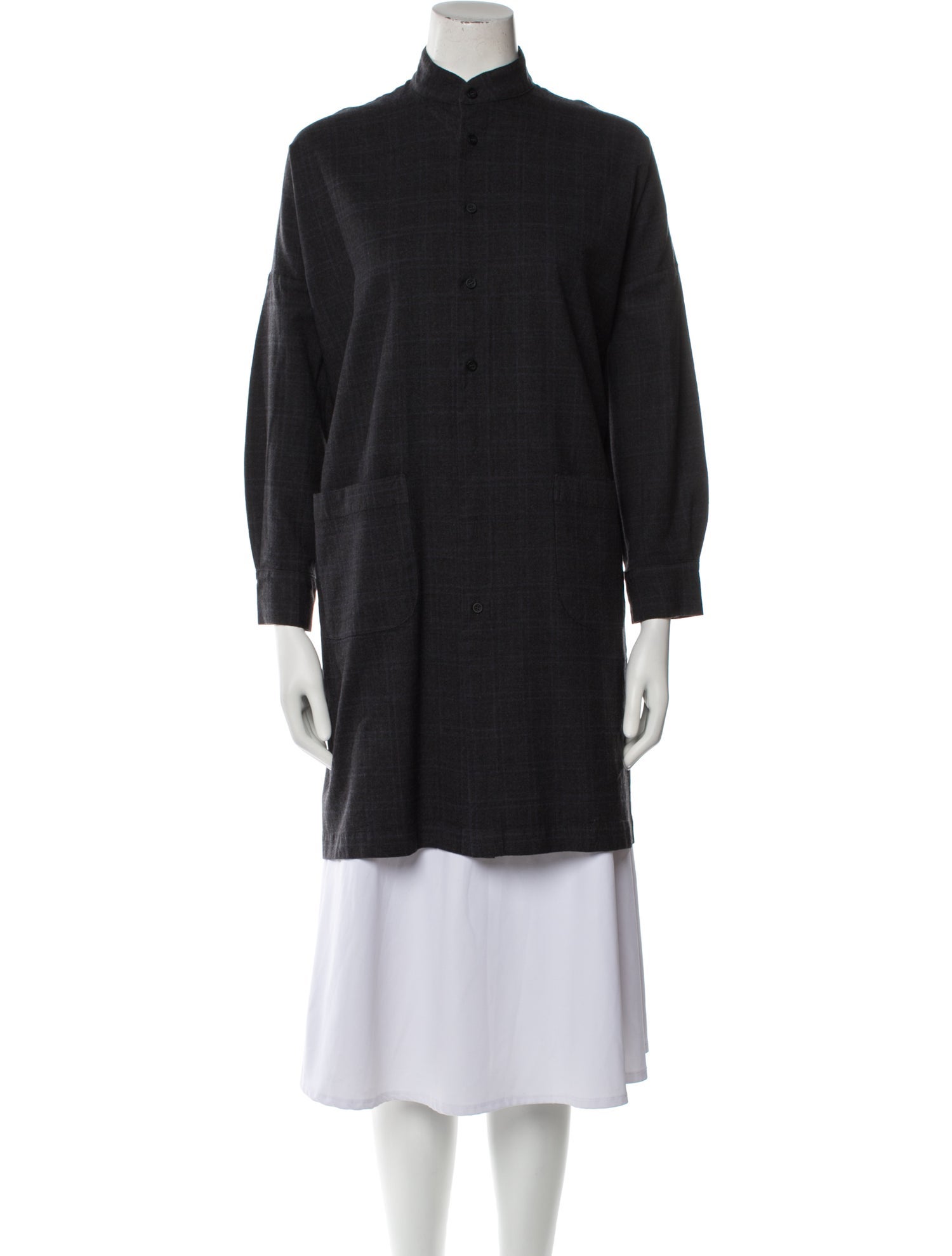 Eskandar Wool Mock Neck Tunic - Grey Tops, Clothing - ESK59517 | The RealReal