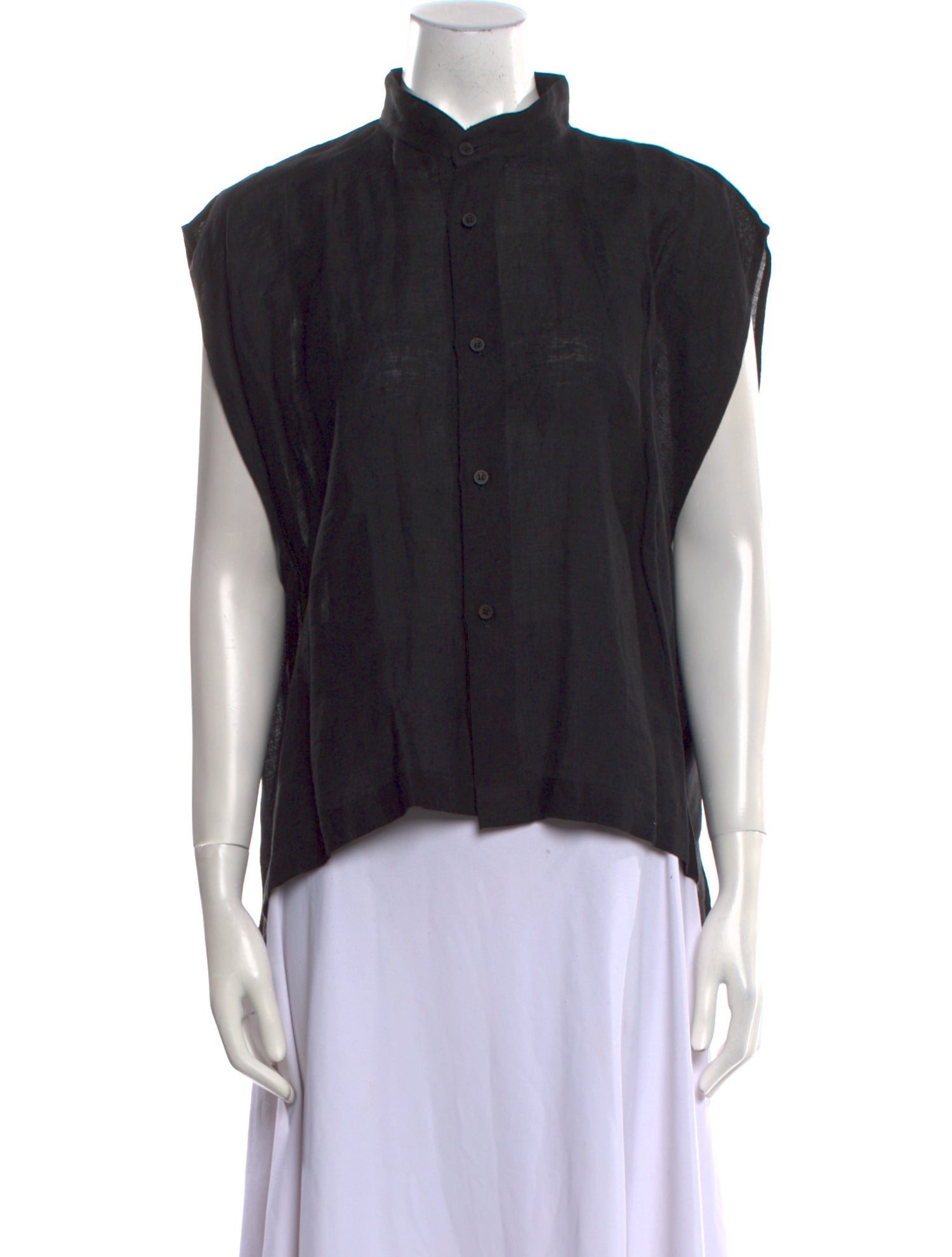 Eskandar Linen Mock Neck Blouse - Black Tops, Clothing - ESK60953 | The RealReal