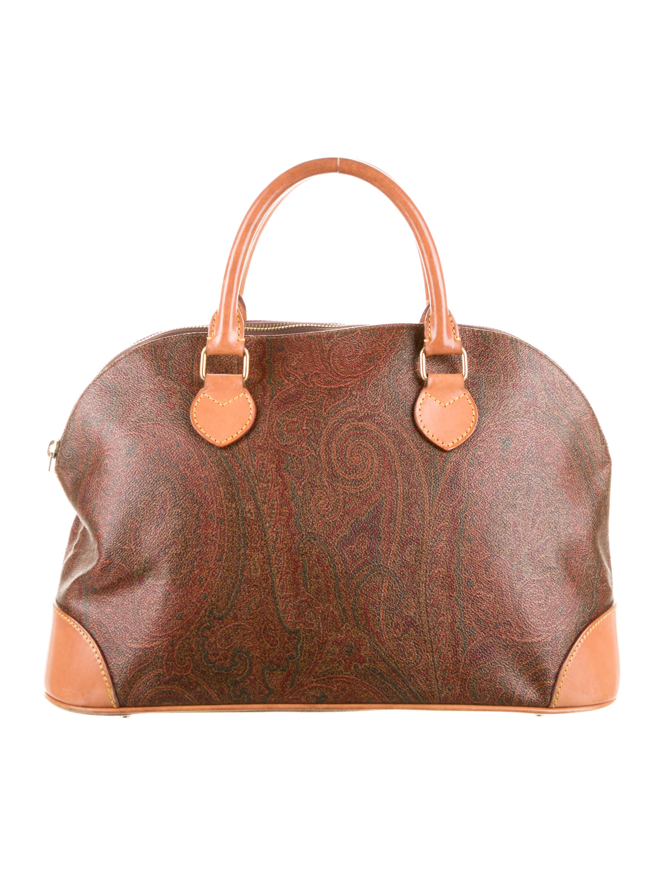 Etro Leather-Trimmed Handle Bag - Burgundy Handle Bags, Handbags ...