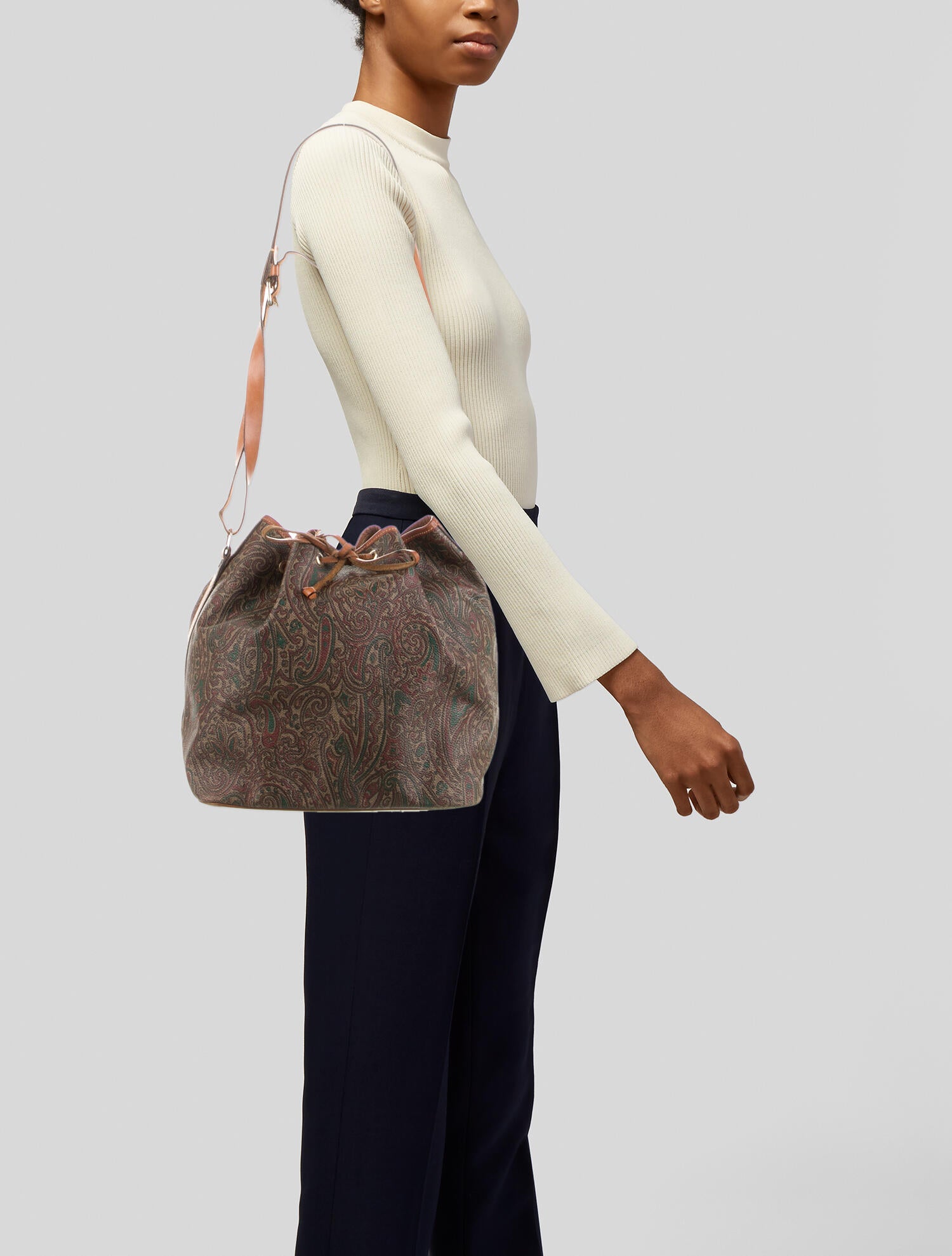 Etro Leather-Trimmed Shoulder Bag - Burgundy Shoulder Bags, Handbags ...