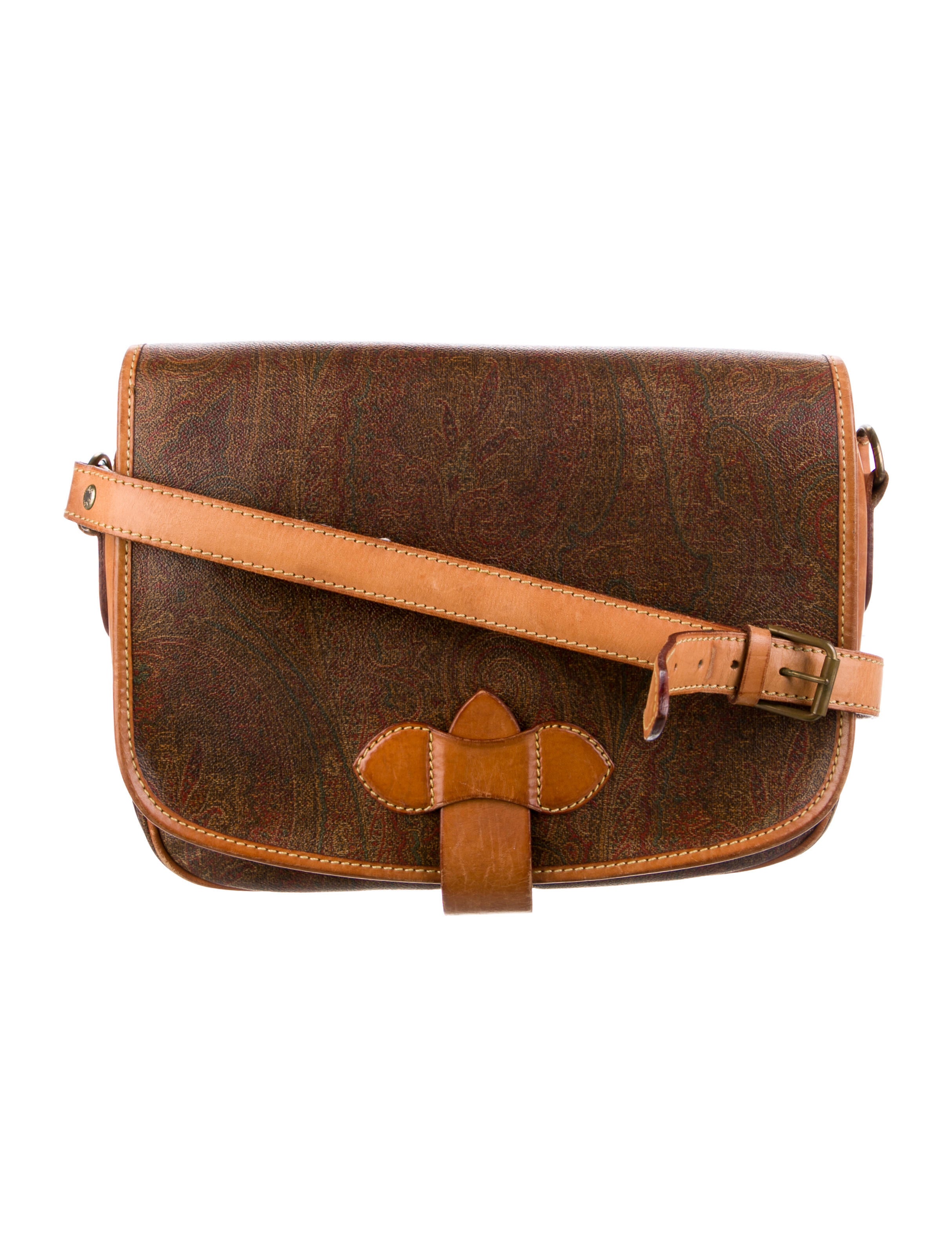 Etro Leather-Trimmed Shoulder Bag - Burgundy Shoulder Bags, Handbags ...