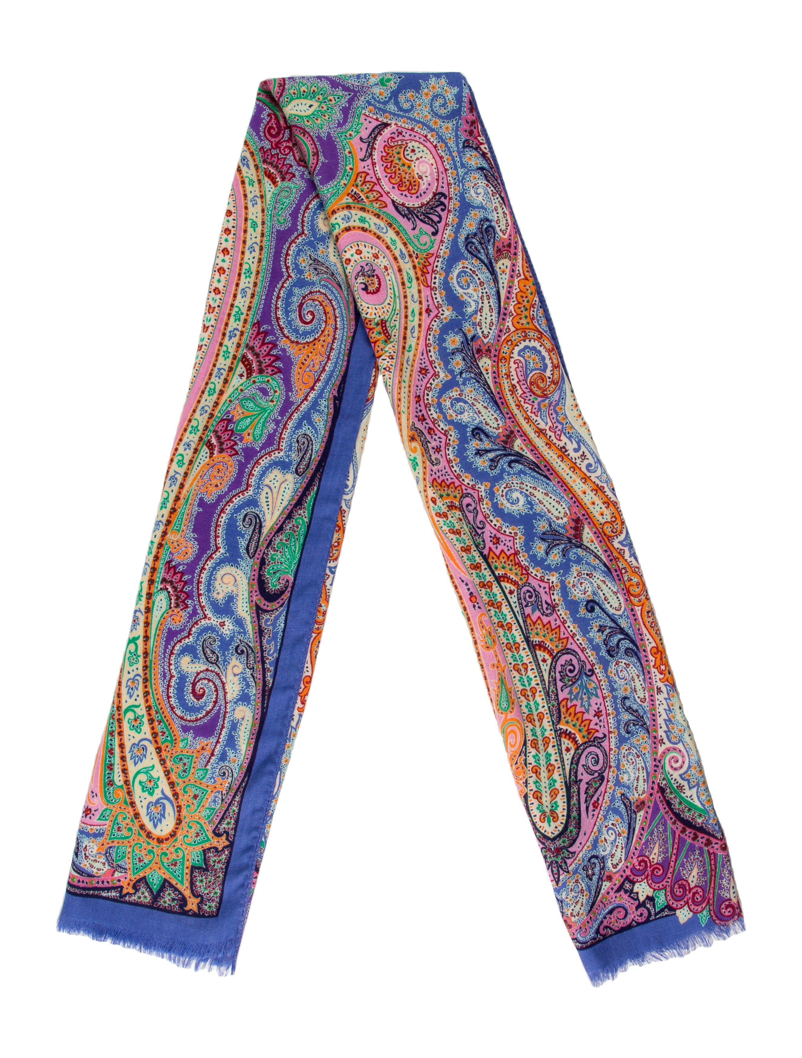 Stella McCartney Animal Print Fringe-Trimmed Scarf w/ Tags - Blue ...