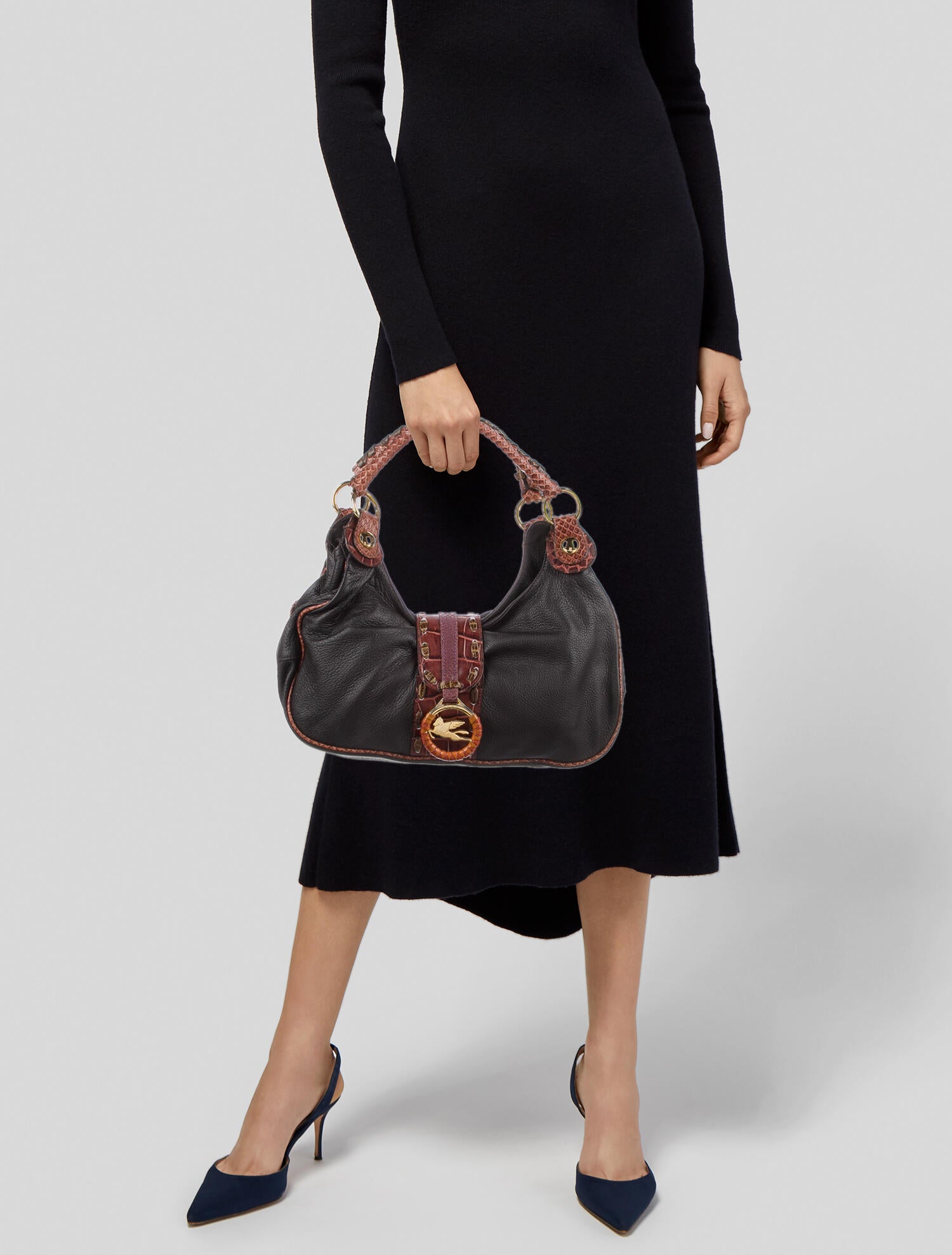 Etro Fringe & Studded Leather Shoulder Bag - Black Shoulder Bags ...