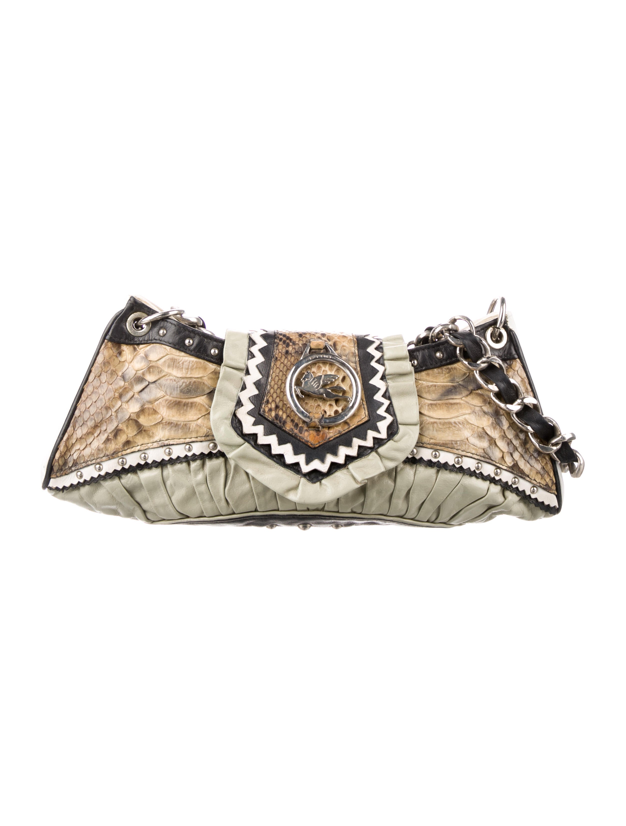 Etro Leather Python-Trimmed Shoulder Bag - Neutrals Shoulder Bags ...
