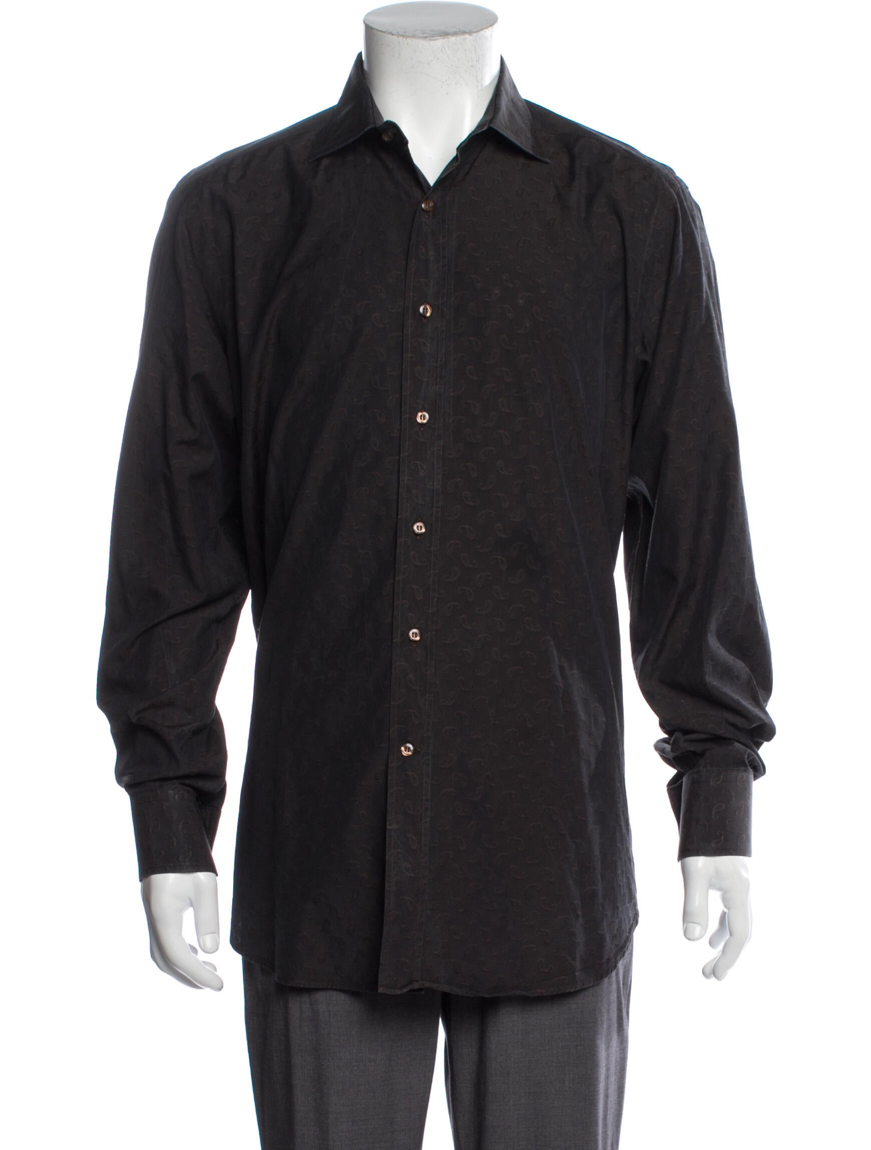 Etro Long Sleeve Dress Shirt - Black Dress Shirts, Clothing - ETR170481 ...