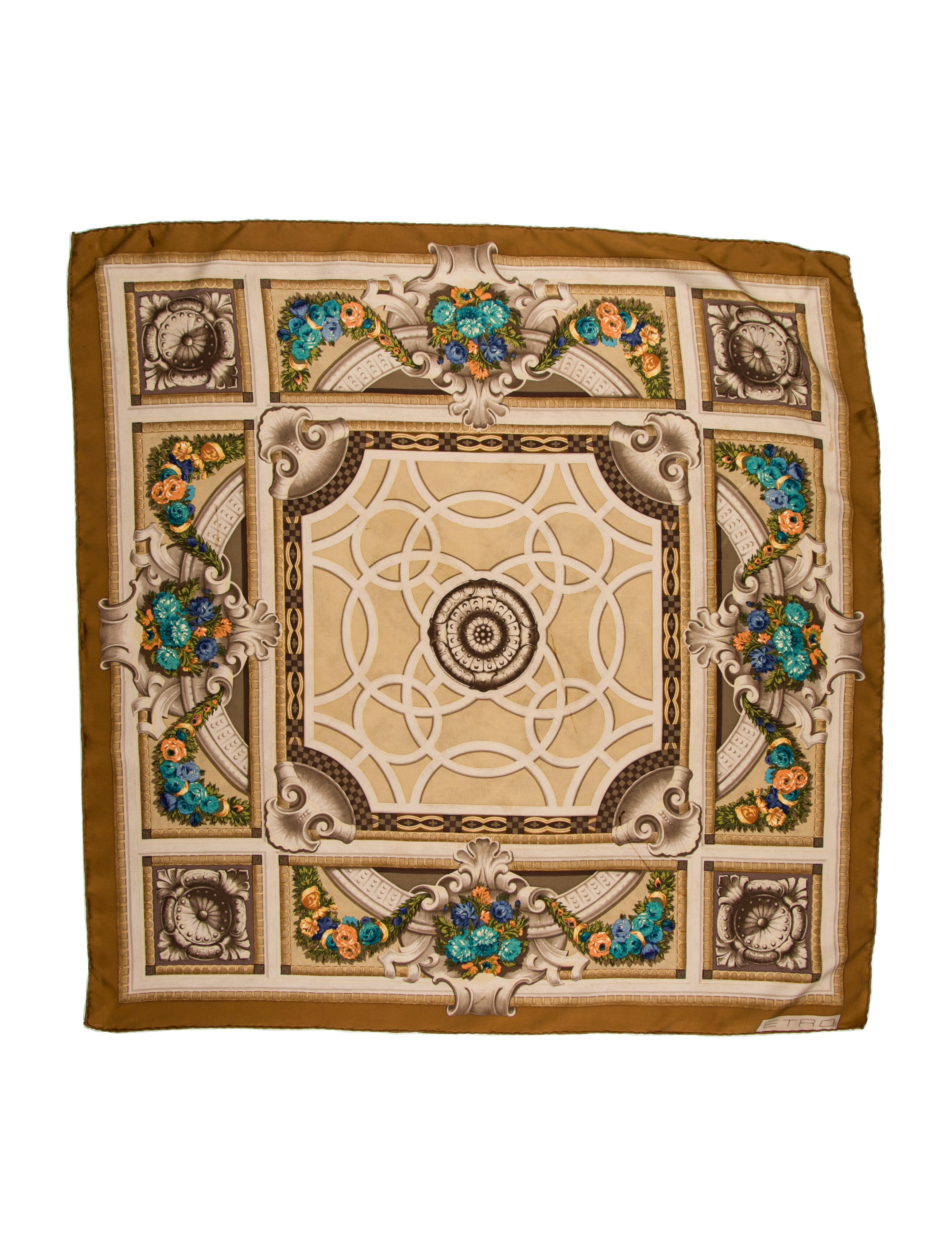 Etro Silk Floral Print Scarf - Brown Scarves and Shawls, Accessories ...