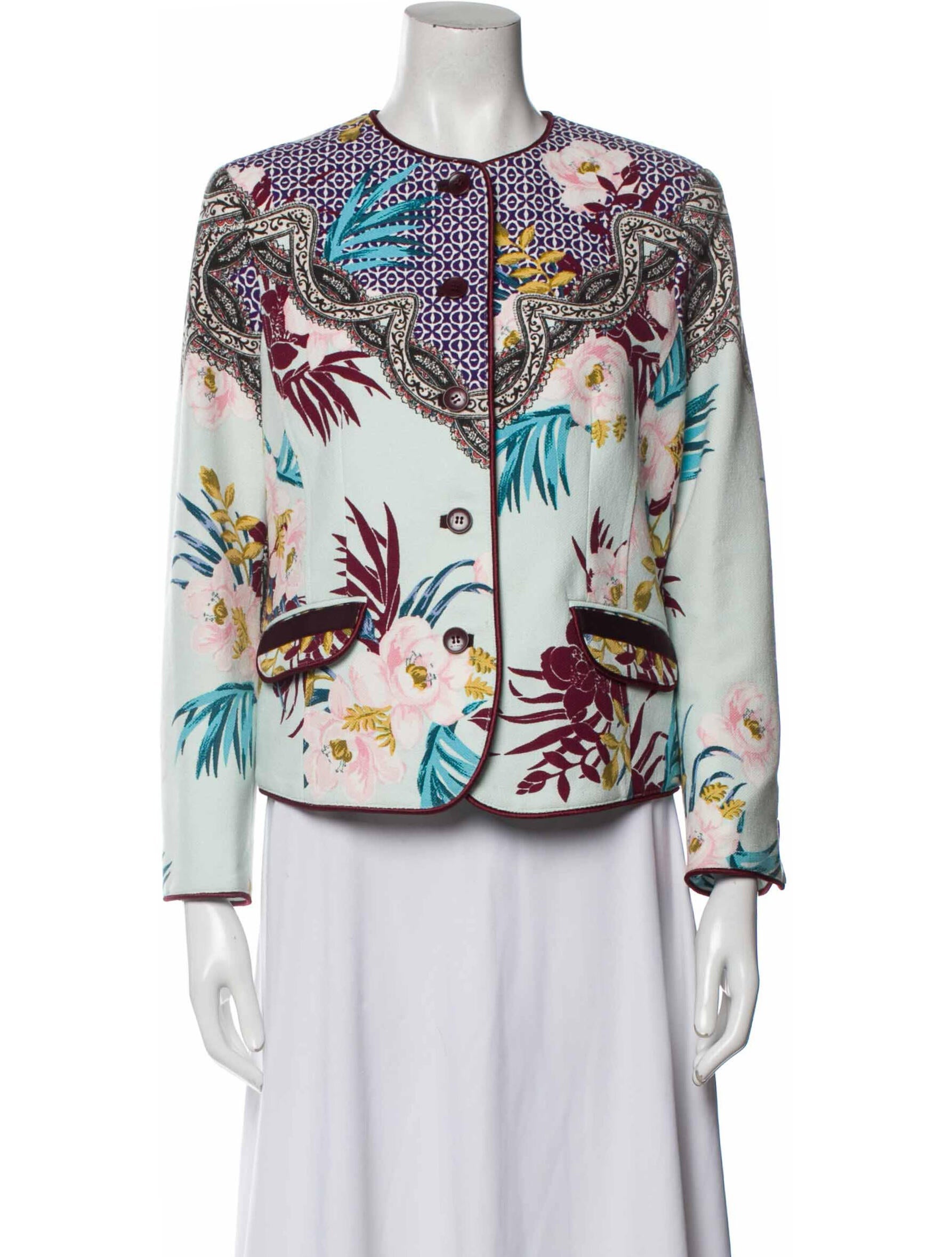 Etro Floral Print Evening Jacket - Blue Jackets, Clothing - ETR171423 ...