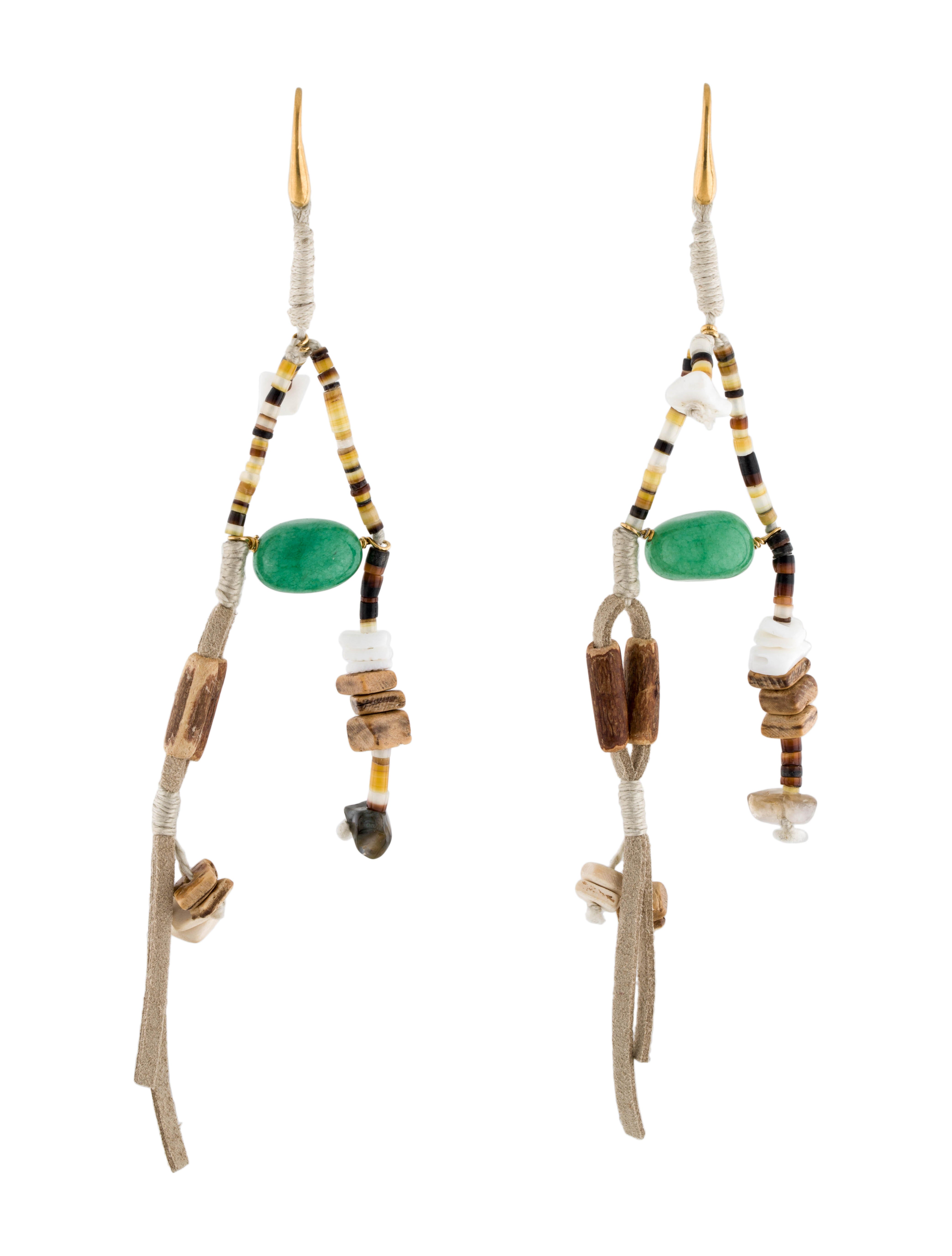 Etro Wood, Green, White & Gray Stone Drop Earrings - Gold-Tone Metal ...