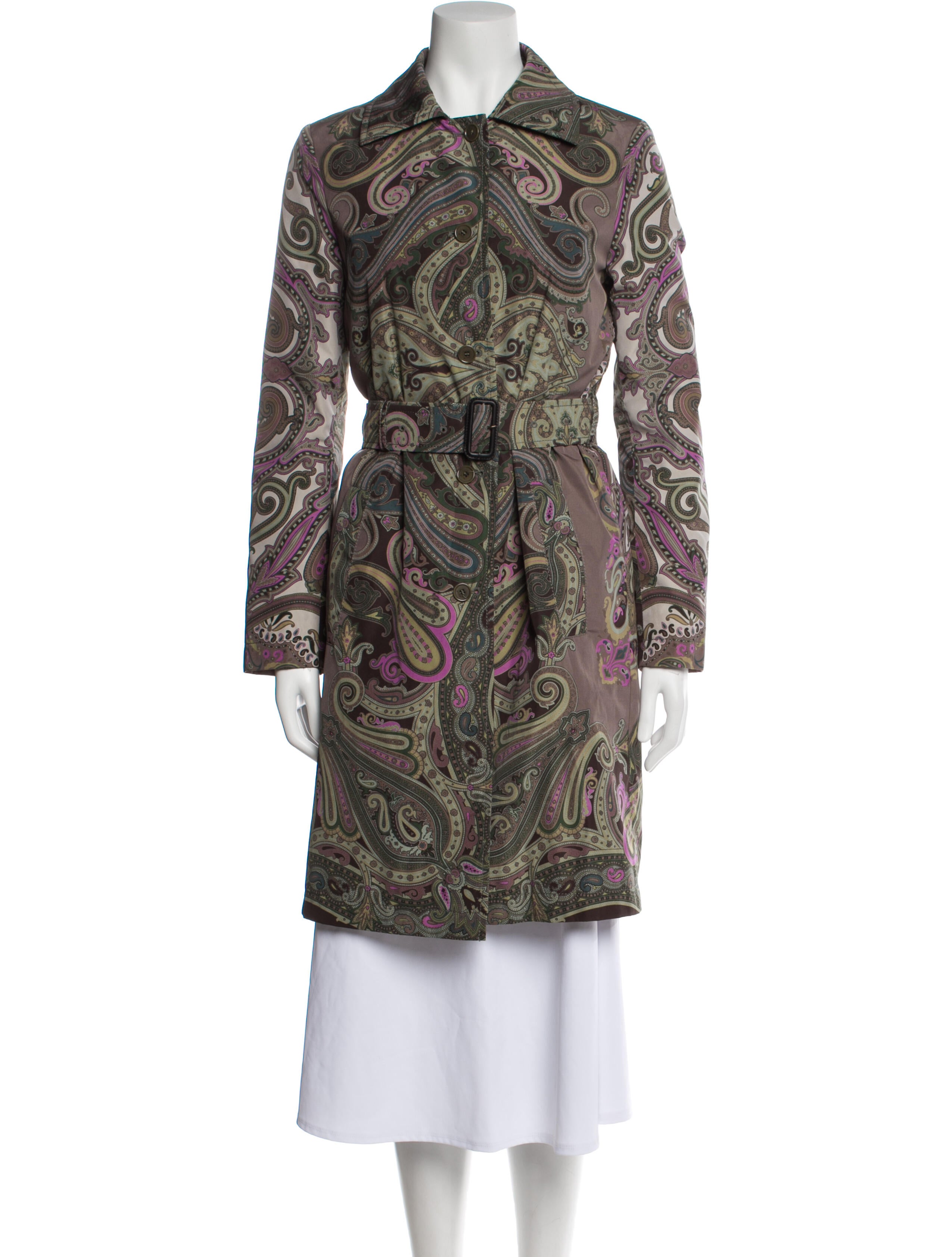 Etro Paisley Print Trench Coat - Grey Coats, Clothing - ETR180953 | The ...