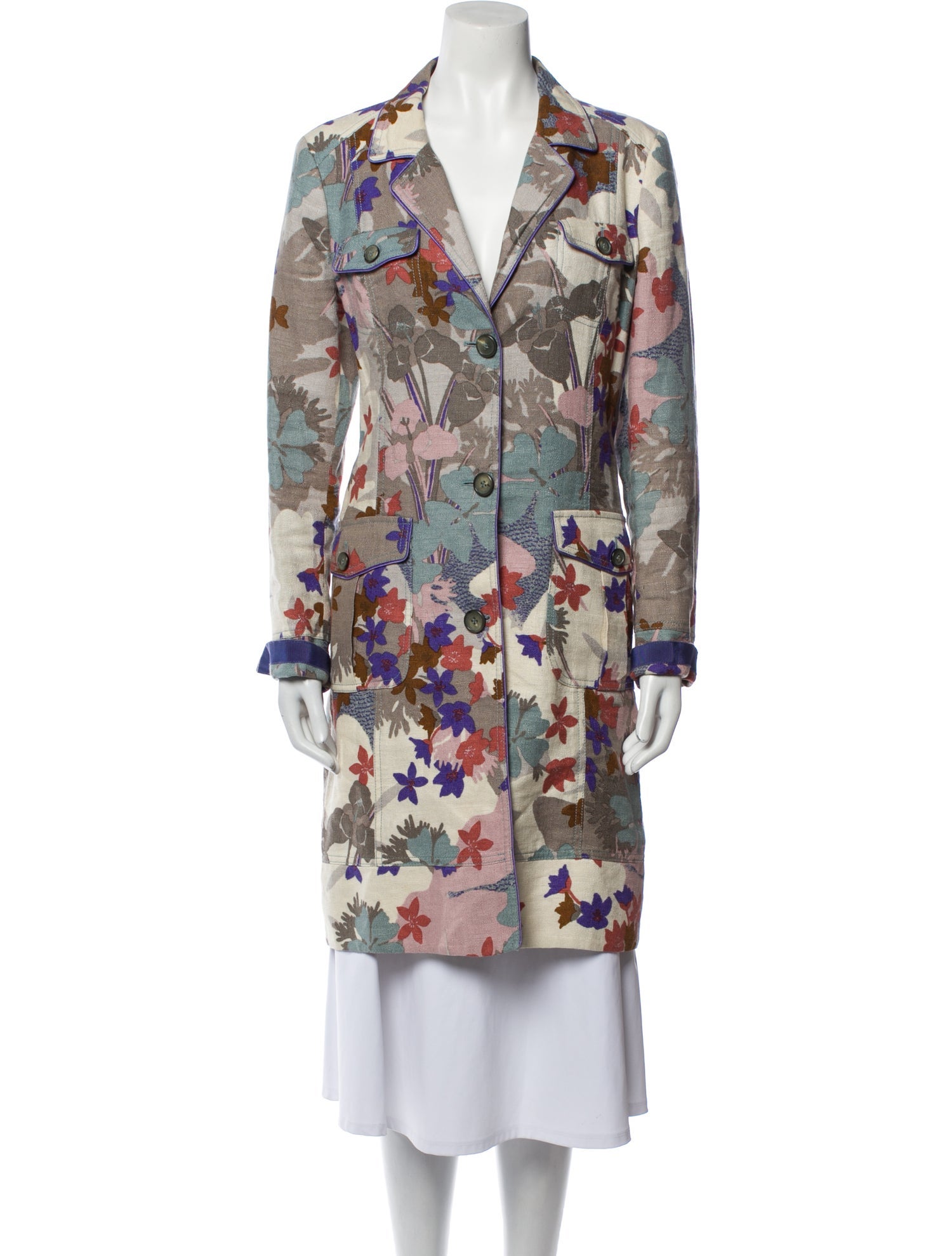 Etro Floral Print Coat - Purple Coats, Clothing - ETR183278 | The RealReal