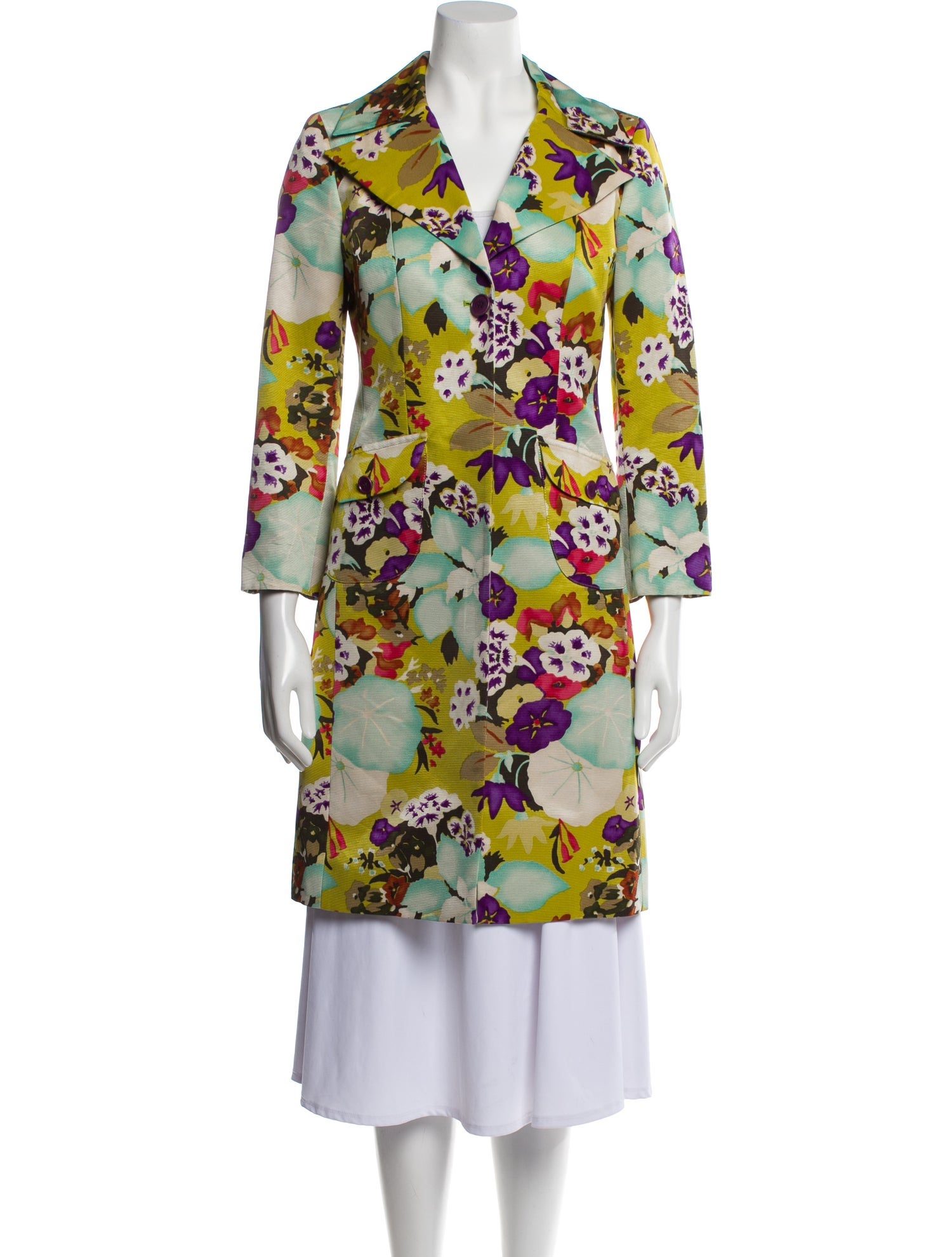 Etro Floral Print Coat - Blue Coats, Clothing - ETR188145 | The RealReal